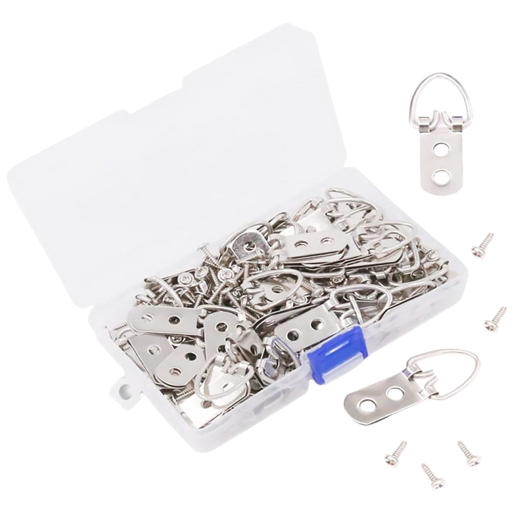 HAKIDZEL Universal Frame Hangers Metal D Ring Silver 50pcs - Walmart.com