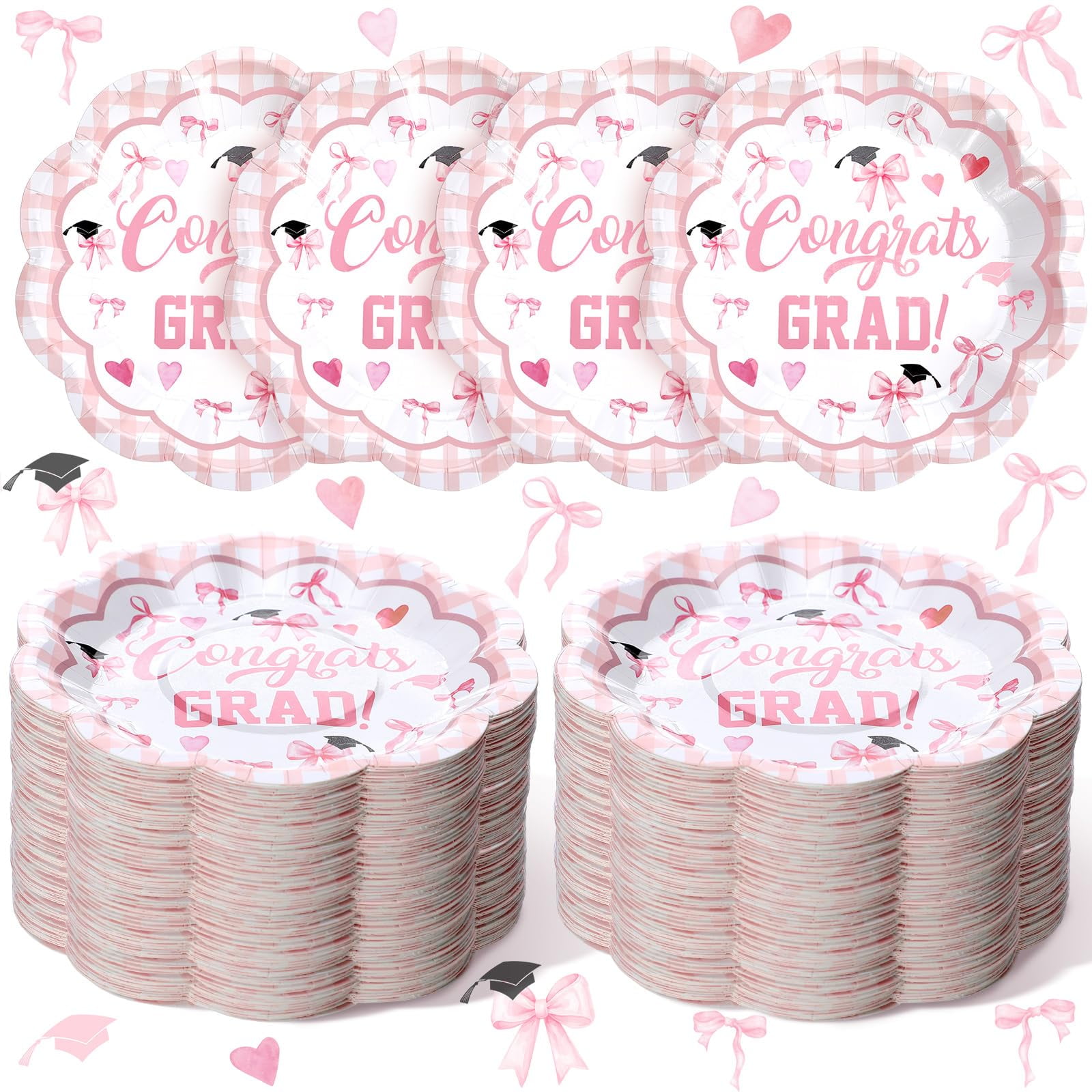 50 Pcs Pink Graduation Decorations AFN1Pink White Graduation Coquette ...