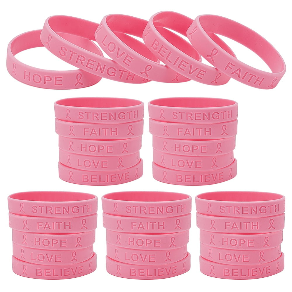 50 Pcs Pink Ribbon Bracelets Awareness Ribbon Bracelets Charity Event ...