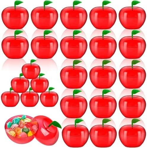 50 Pcs Plastic Apple Container, Christmas Apple Container, Mini Red ...