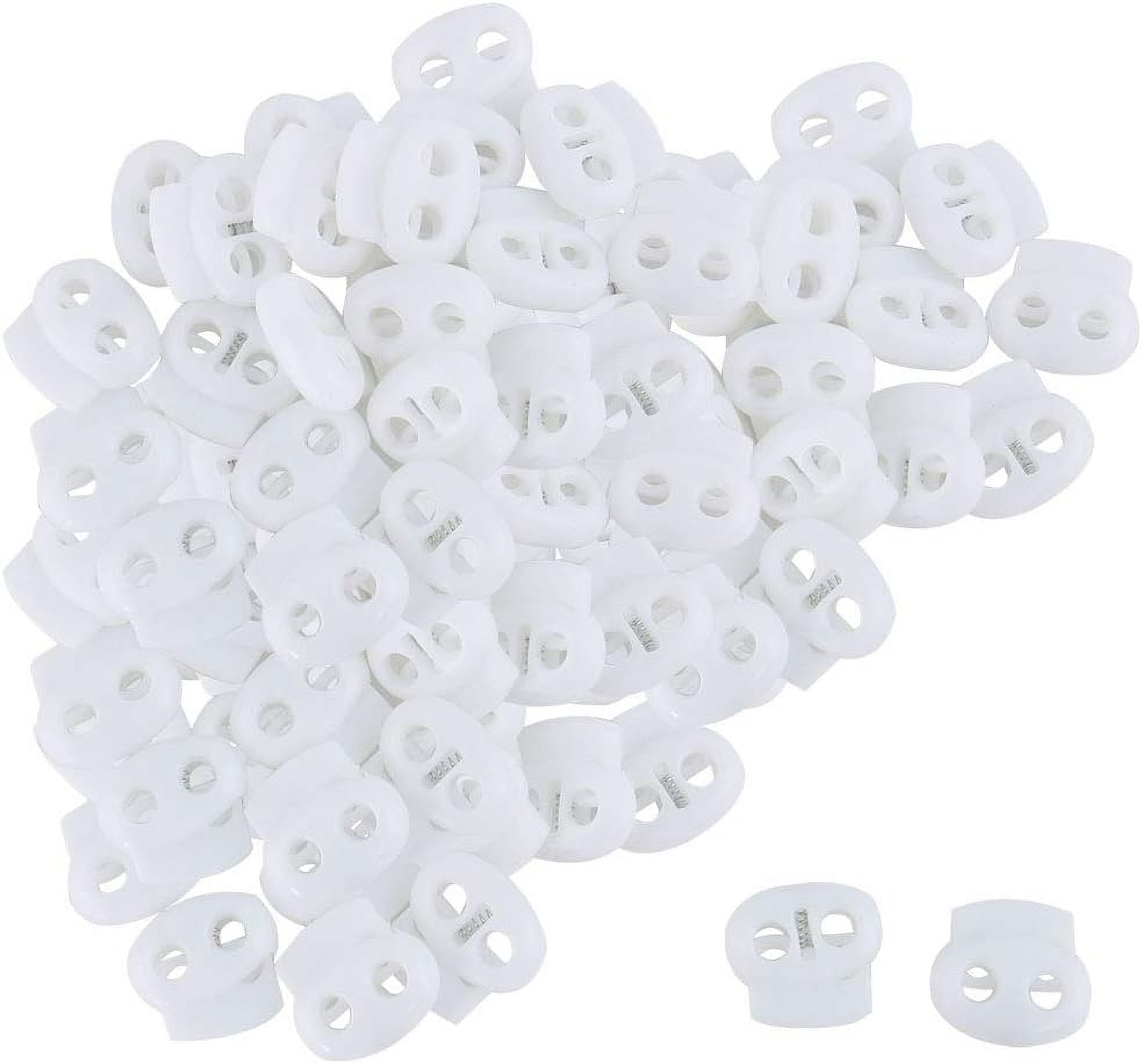 50 Pcs Plastic Cord Locks Spring Stopper Double Hole Toggle Fastener ...