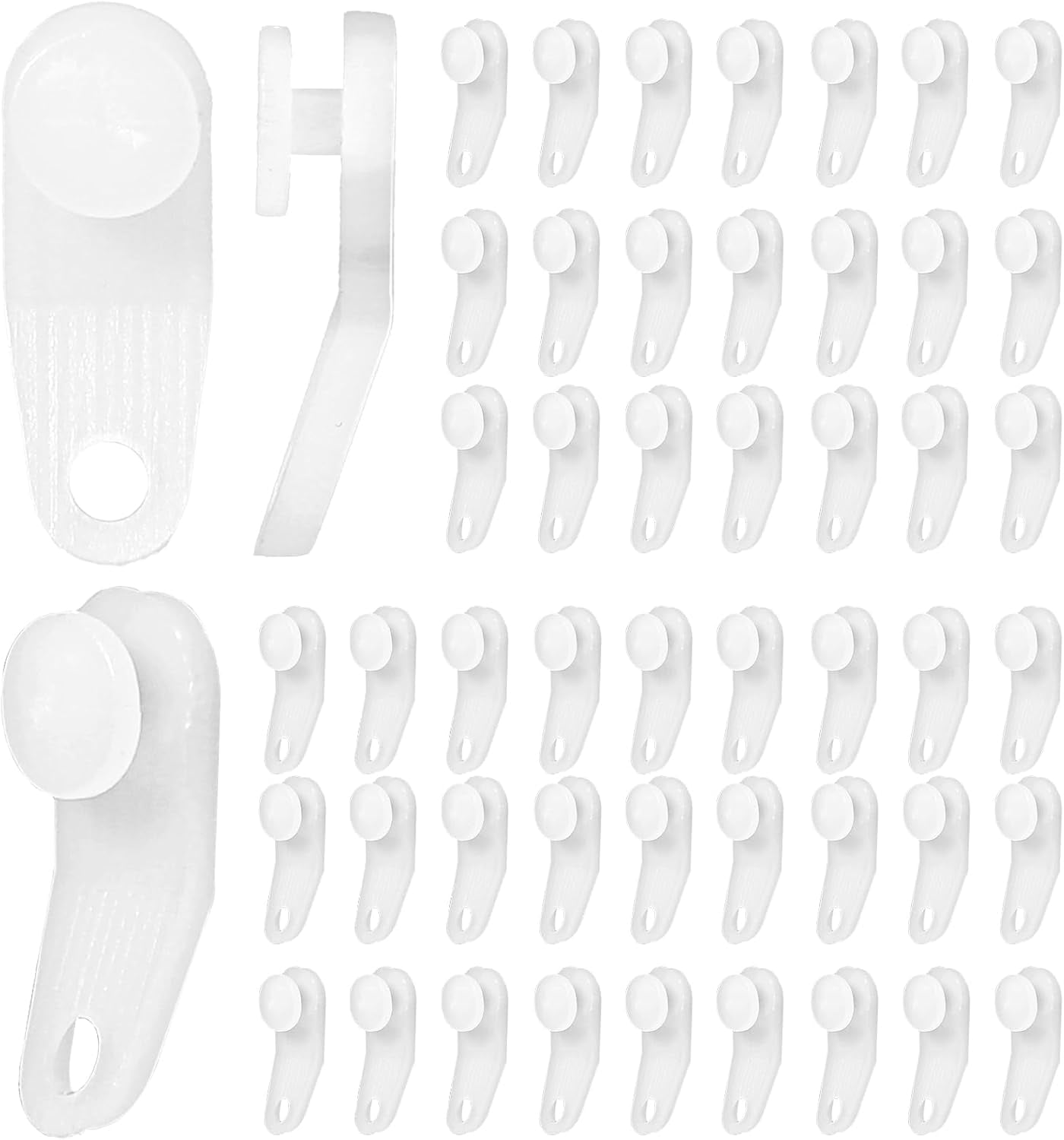 50 Pcs Plastic Curtain Hooks Curtain Roller Curtain Track Gliders White ...