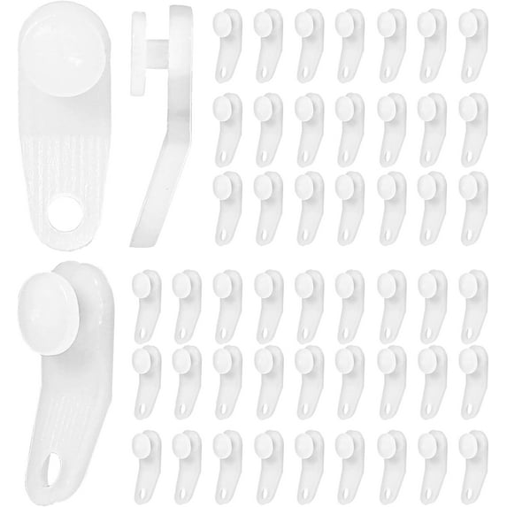 50 Pcs Plastic Curtain Hooks Curtain Roller Curtain Track Gliders White ...