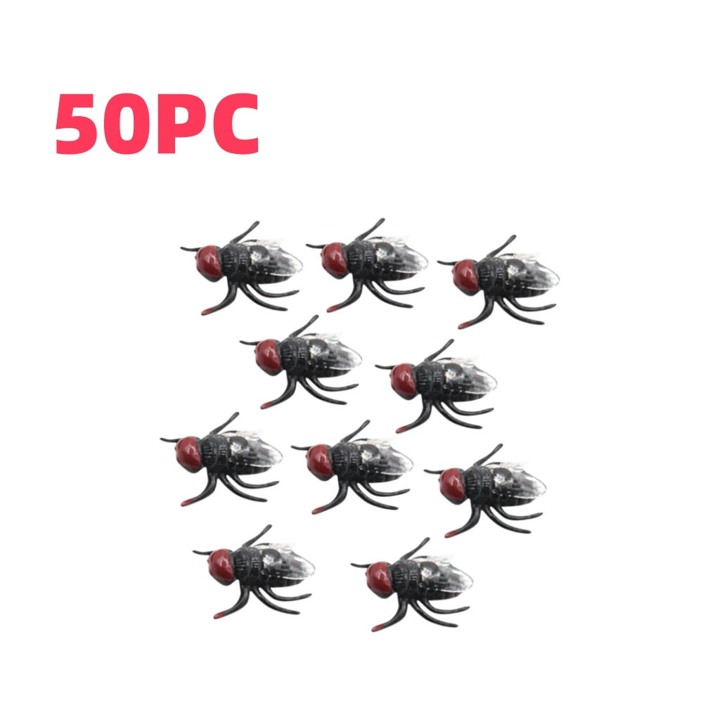 50 Pcs Plastic Flies Mini Realistic Fake Fly Bugs Bulk Prank Gift ...