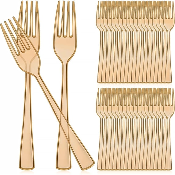 50 Pcs Plastic Forks Disposable Cutlery Heavy Duty Dinnerware Plastic ...