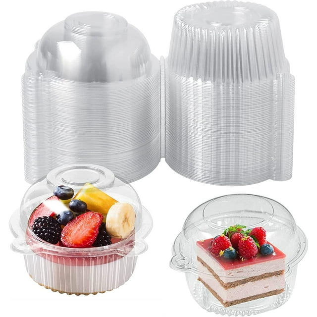 50 Pcs Plastic Individual Cupcake Containers, Disposable Cupcake ...