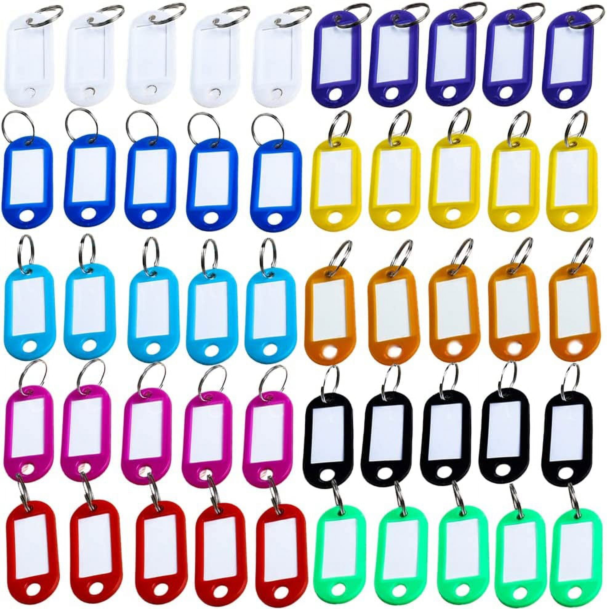 50 Pcs Plastic Key Tags Key Chain ID Tags Key Label Tags with Split ...