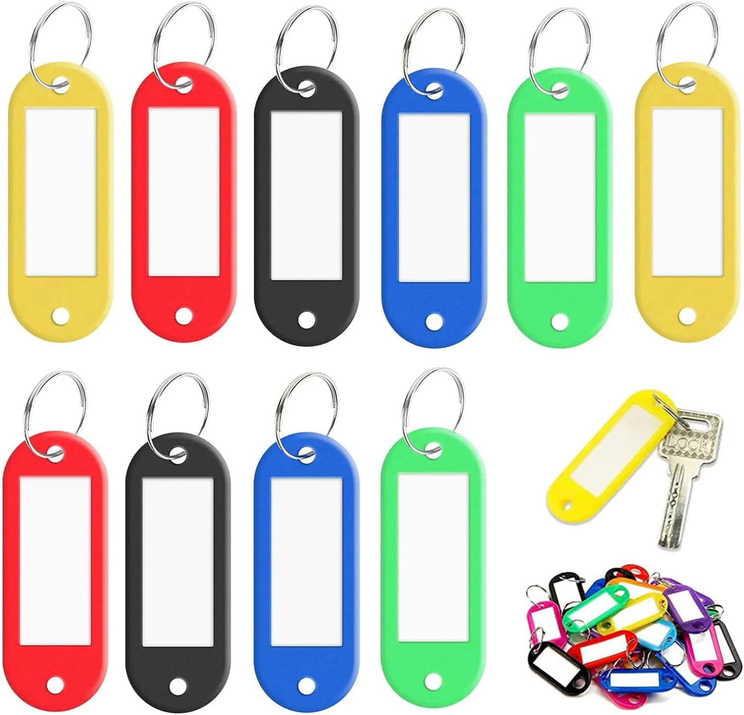 50 Pcs Plastic Key Tags - Key Labels with Ring andWindow Key Tags with ...