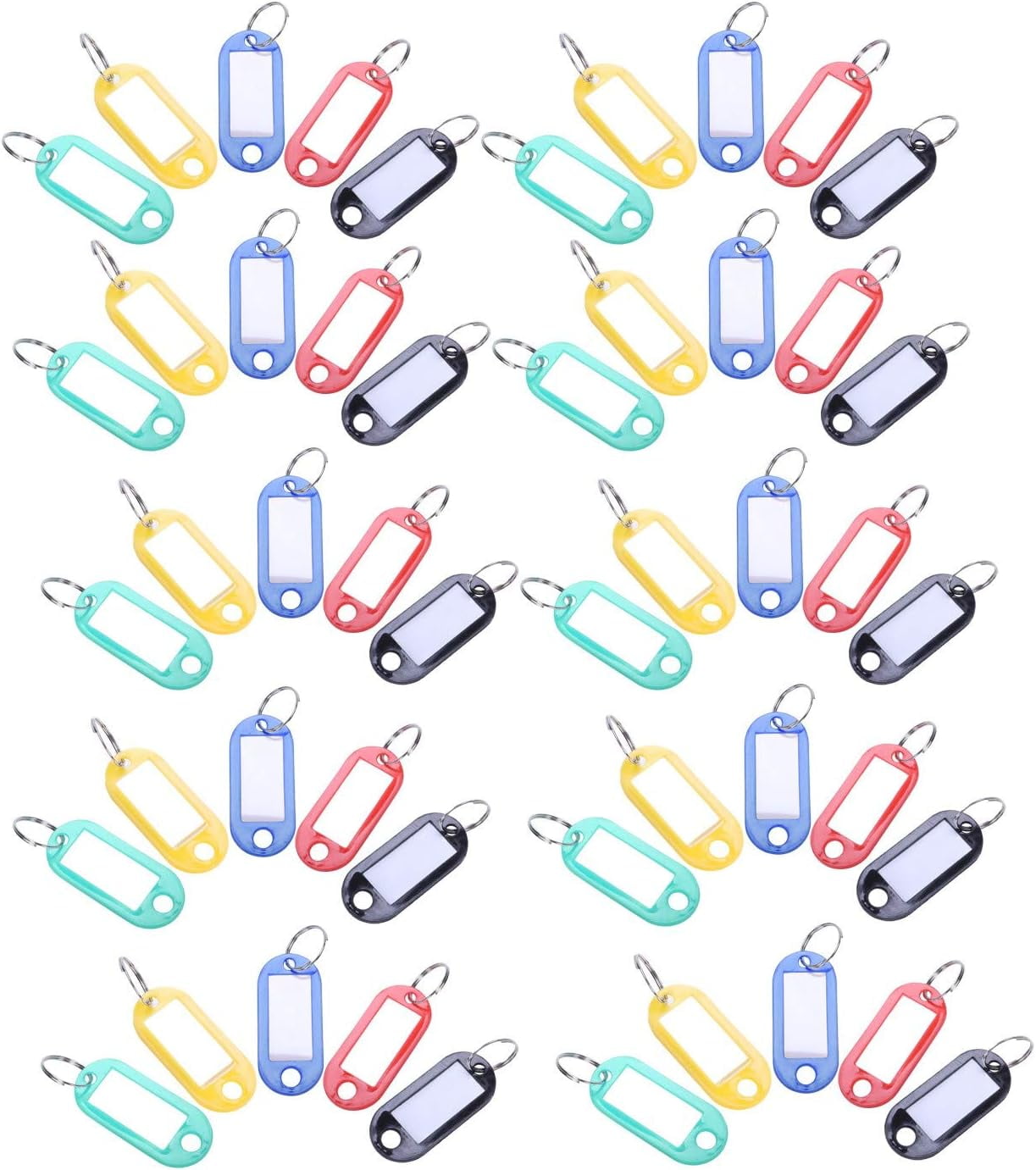 50 Pcs Plastic Keychain Key Tags ID Label Name Tags Split Ring ...