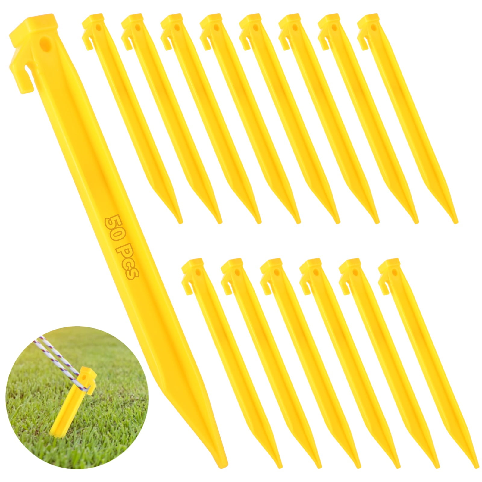 50 Pcs Plastic Tent Stakes, 9 Inch Heavy Duty Tent Pegs, High Strength ...