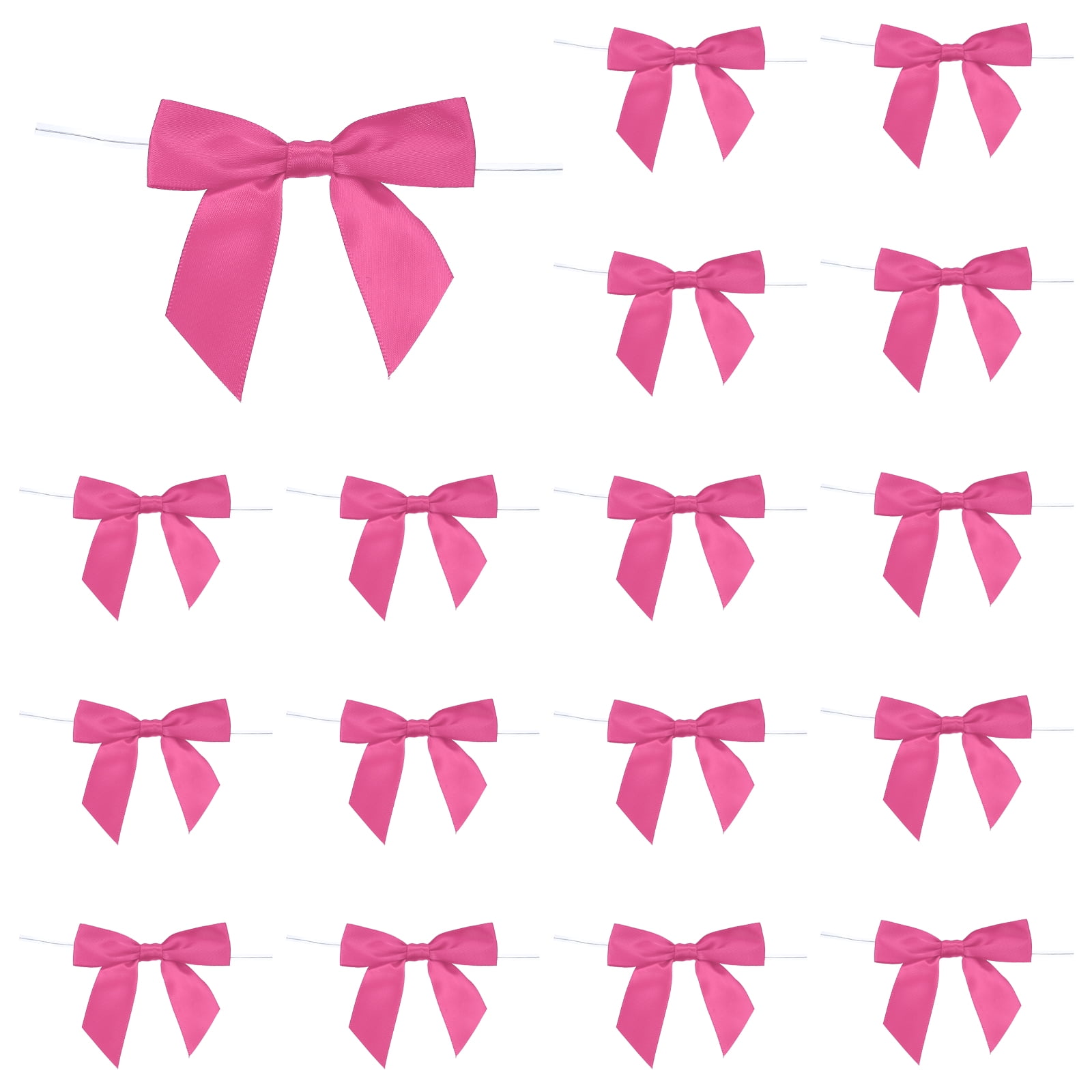 50 Pcs Pre-Tied Bows Satin Ribbon Bows 3.5" Twist Ties Gift Bows for ...