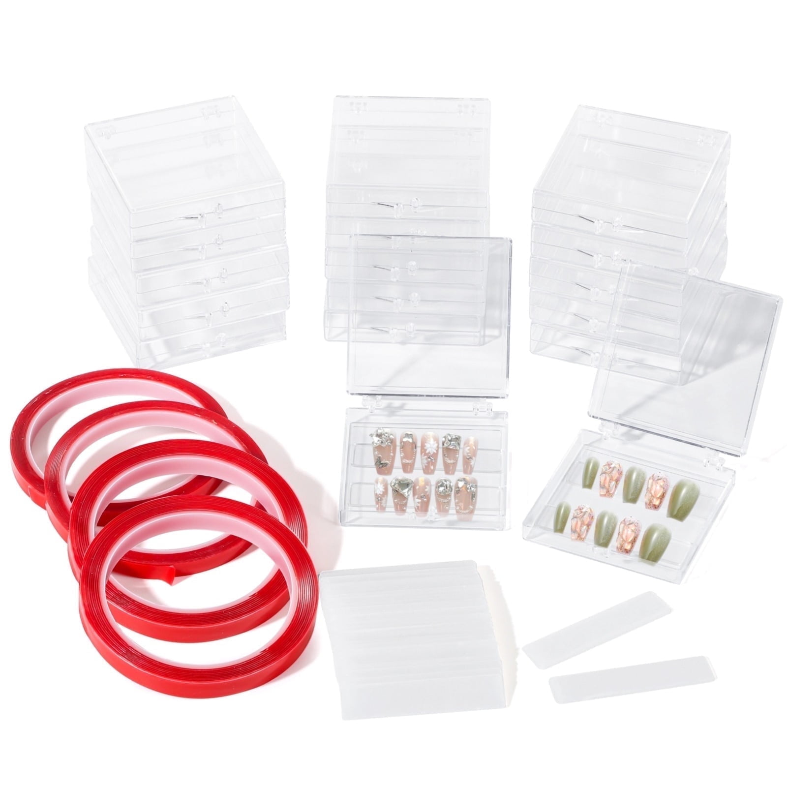 50 Pcs Press-on Nail Storage Boxes, Clear Acrylic Nail Containers with ...