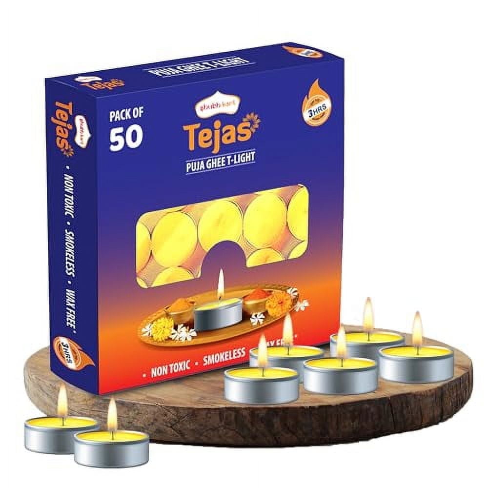 50 Pcs Pure Ghee Deepak/Tea Light Candle, 3 Hours Burning Time by ...
