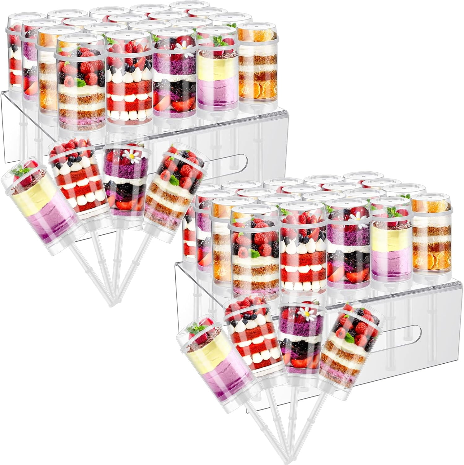 50 Pcs Push Cake Pop Containers Clear Plastic Acrylic Display Stand Set ...