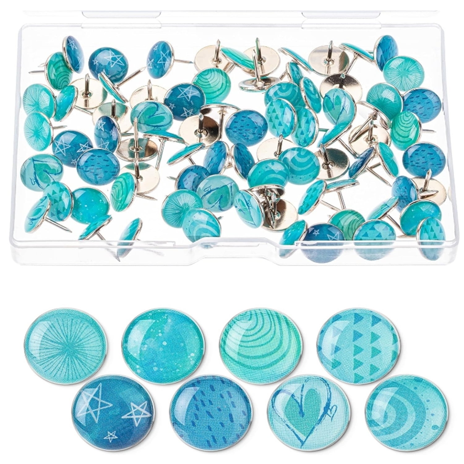 50 Pcs Push Pins, Clear Thumb Tacks, Flat Thumbtacks for Wall Hanging ...