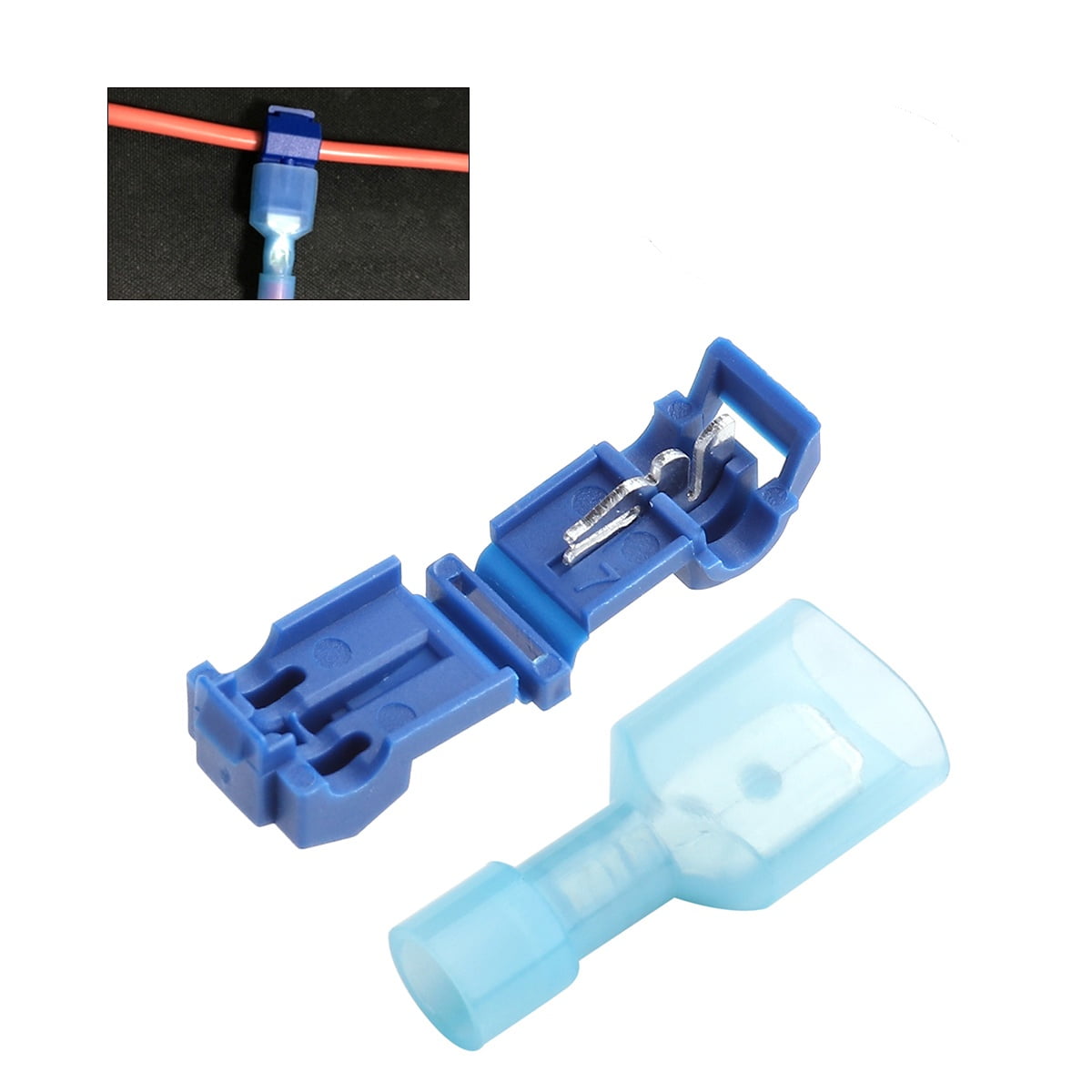 NIAIZEK Spade Connector Crimps Blue Nylon 50Pcs - Walmart.com