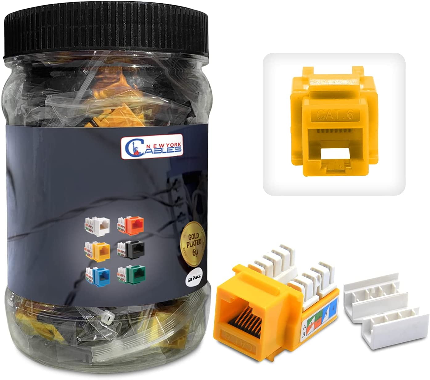 50 Pcs RJ45 Cat6 Keystone Jack 90° UTP Network Ethernet 110 Punch Down ...