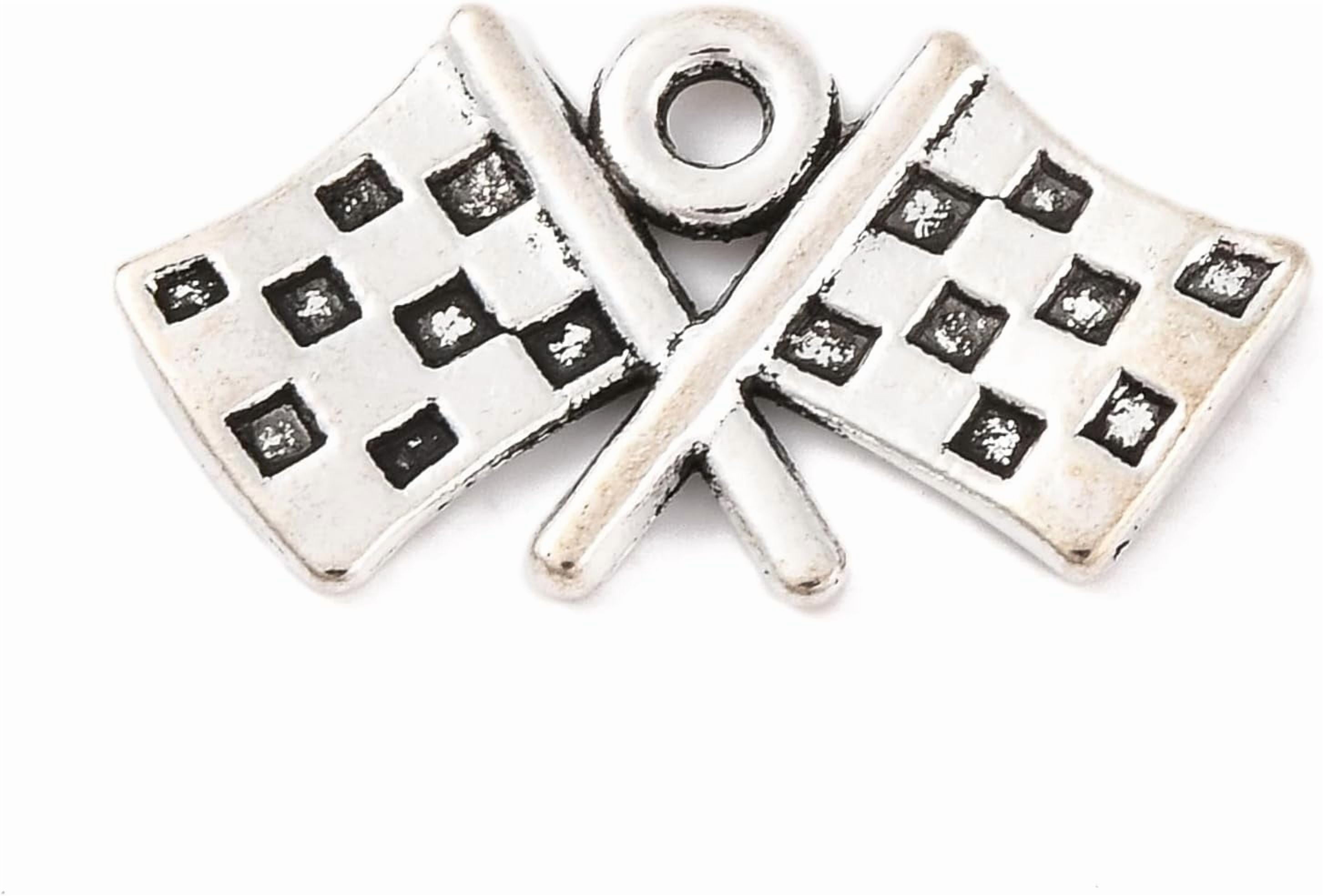50 Pcs Racing Flag Charms Pendant Tibetan Style Alloy Pendants Jewelry ...