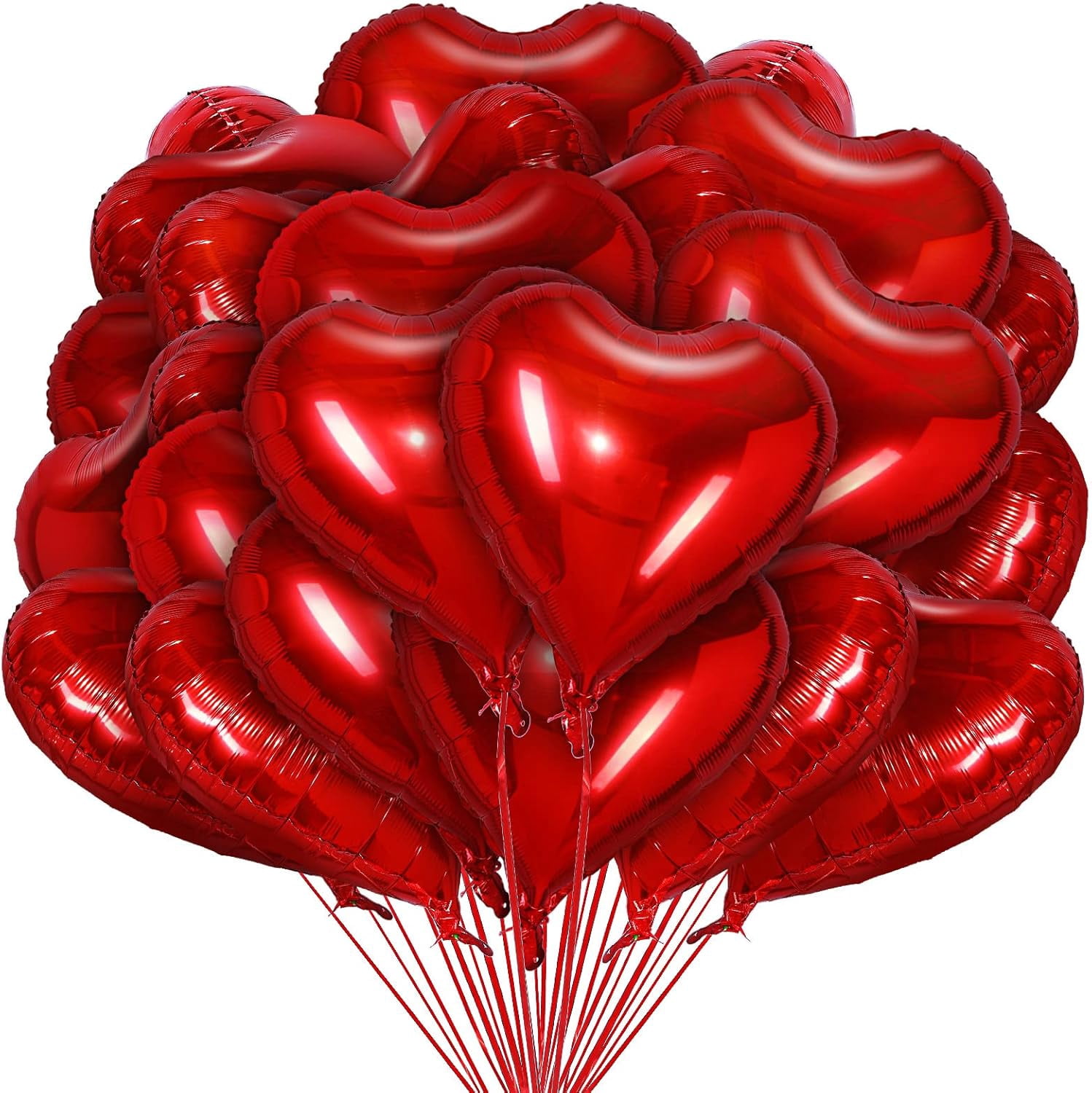 50 Pcs Red Valentine's Day Balloons Heart Foil Balloon Valentine's Day ...