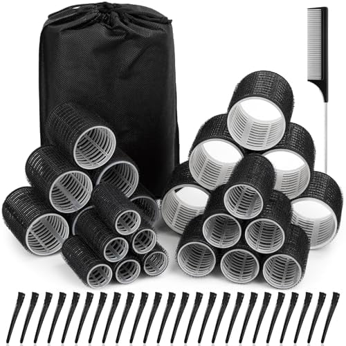 50 Pcs Rollers Hair Curlers Set with 24Pcs Self Grip Hair Rollers 4 ...