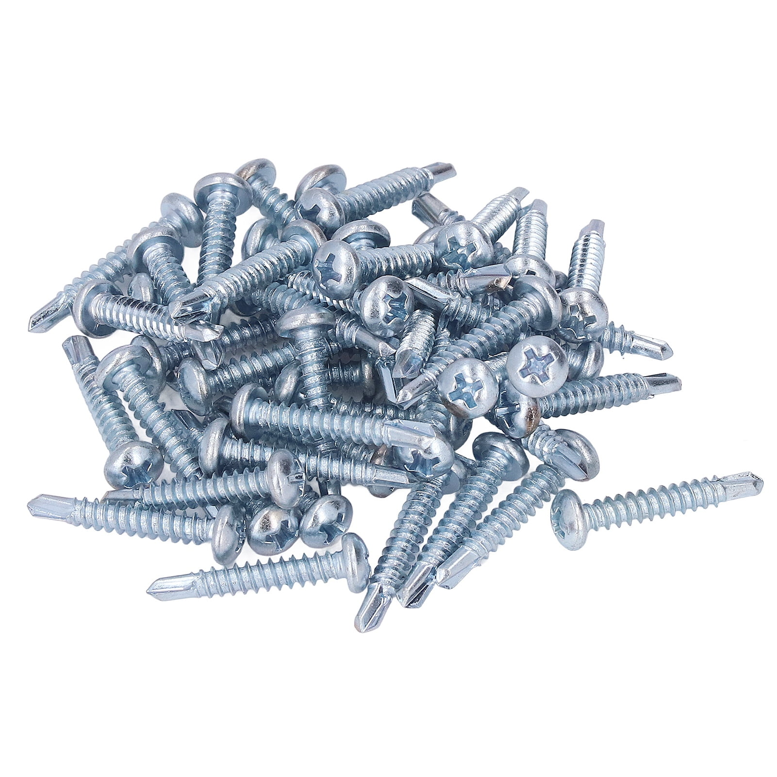 50 Pcs Round Head Self Drilling Screw 4.2x25mm Galvanized Steel - Walmart.com