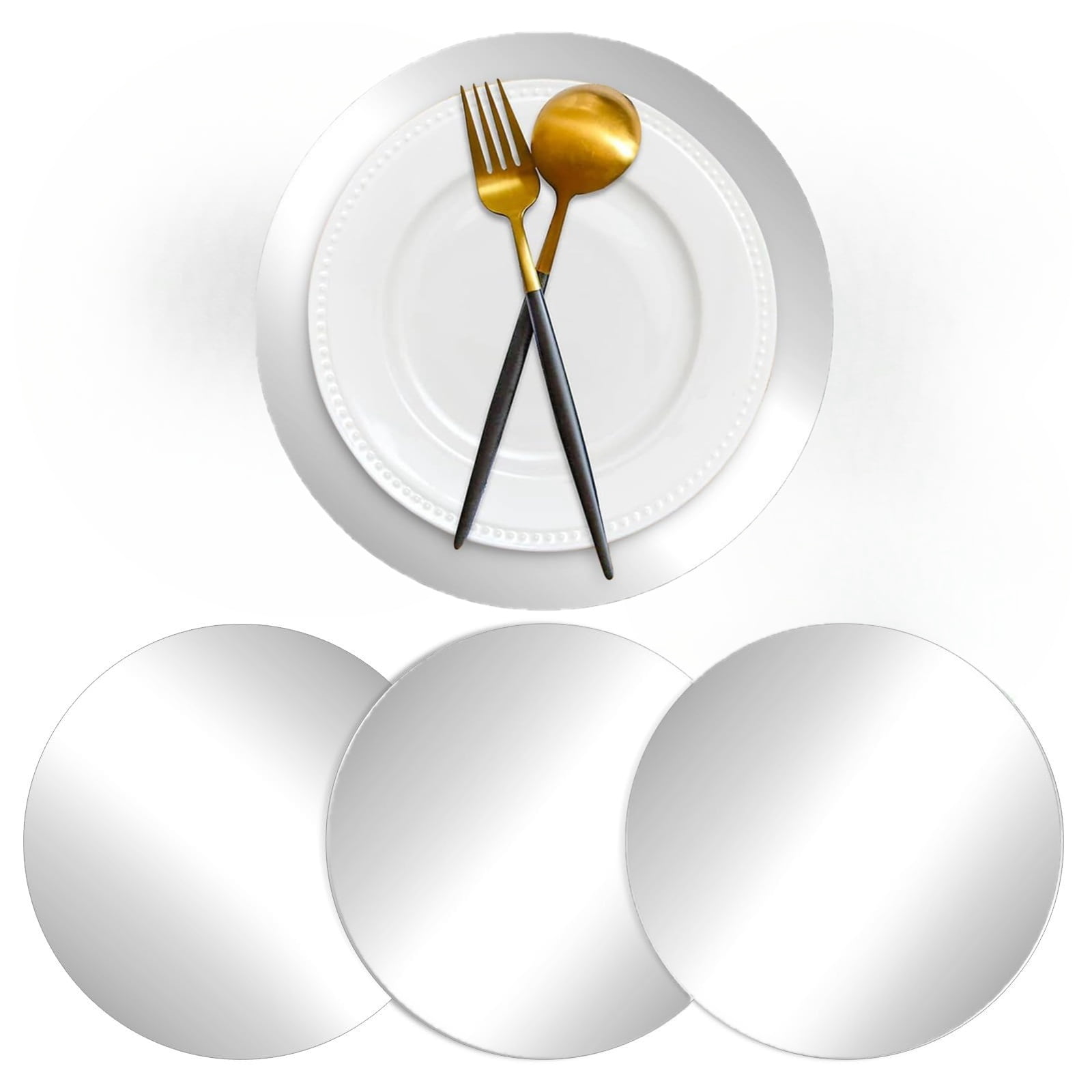 50 Pcs Round Paper Placemats, 12" Silver Paper Disposable Place Mats ...