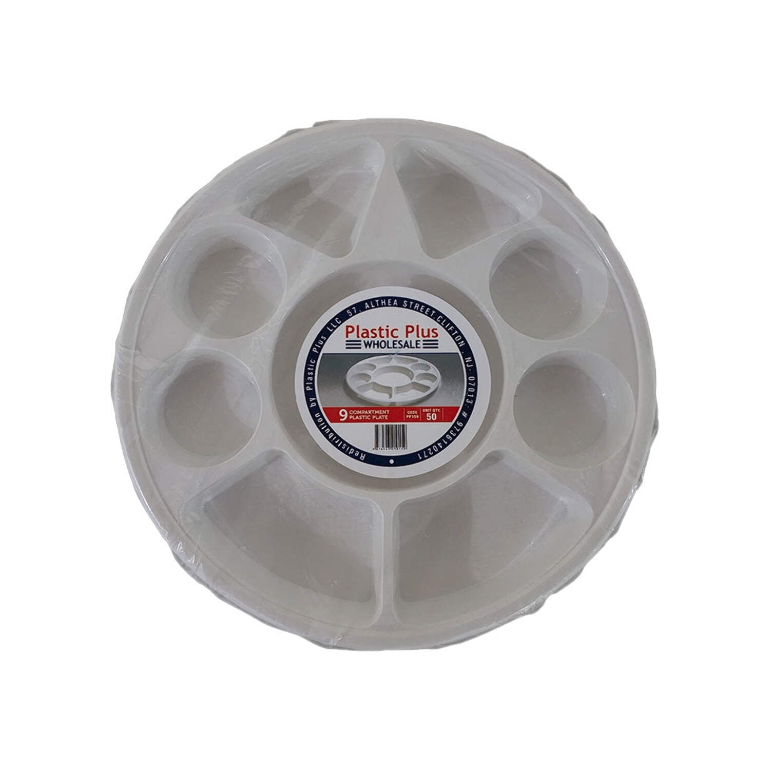 50 Pcs Round White 9 Compartment Disposable Plastic Plates - Walmart.com