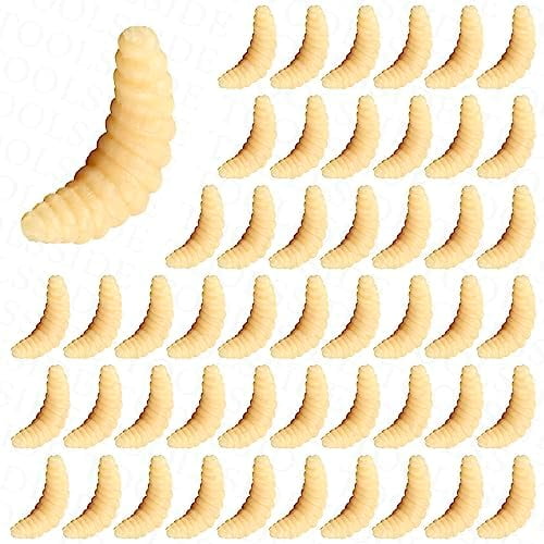 50 Pcs Rubber Maggots Fishing Bait 1 Inch (22mm) Crappie Jigs, Fishing ...