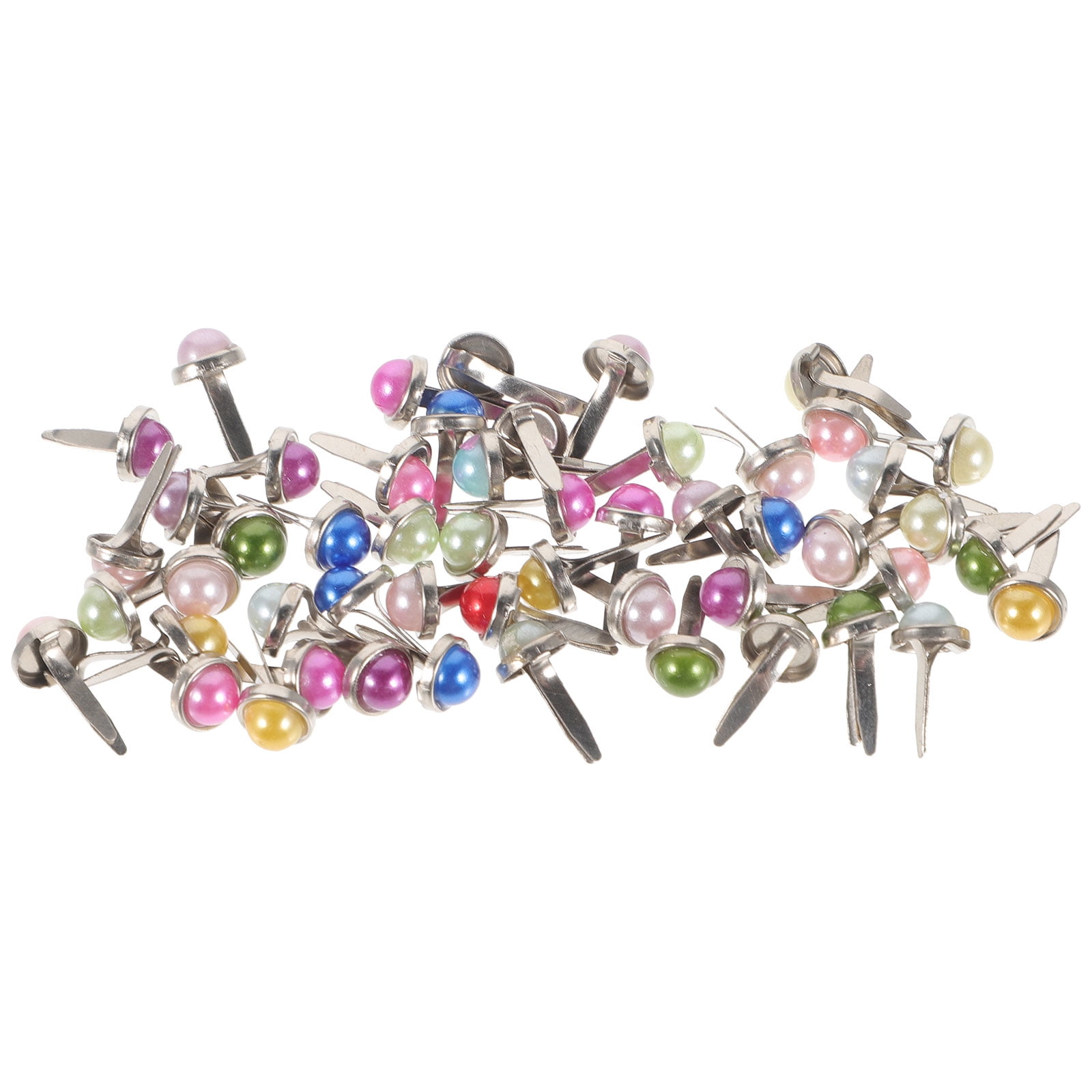 50 Pcs Scrapbook Can Punch Opener Mini Round Brads Craft Brads Pearl ...