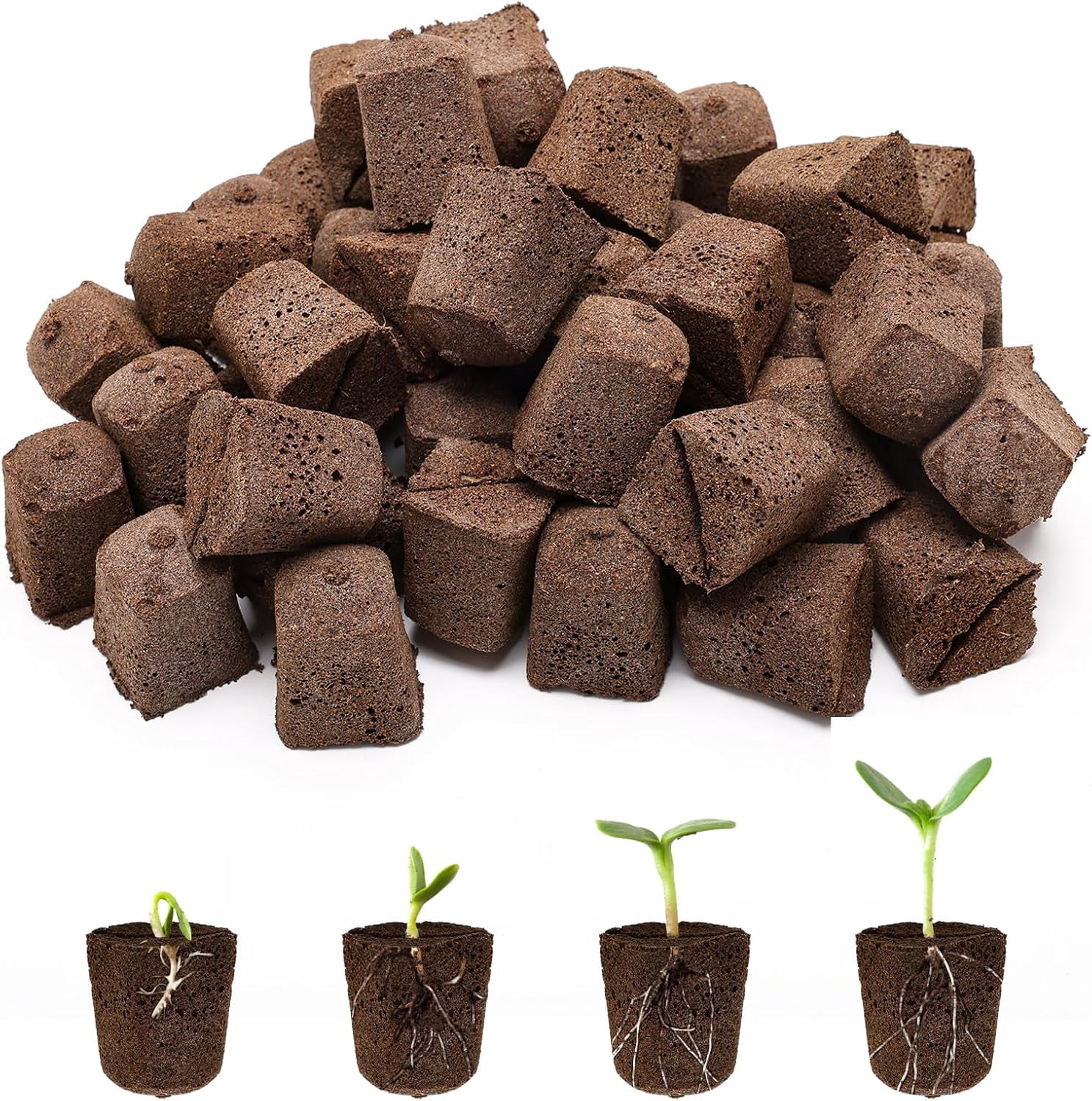 50 Pcs Seed Starter Sponge Pods, Square Rapid Rooter Plugs for Plant ...
