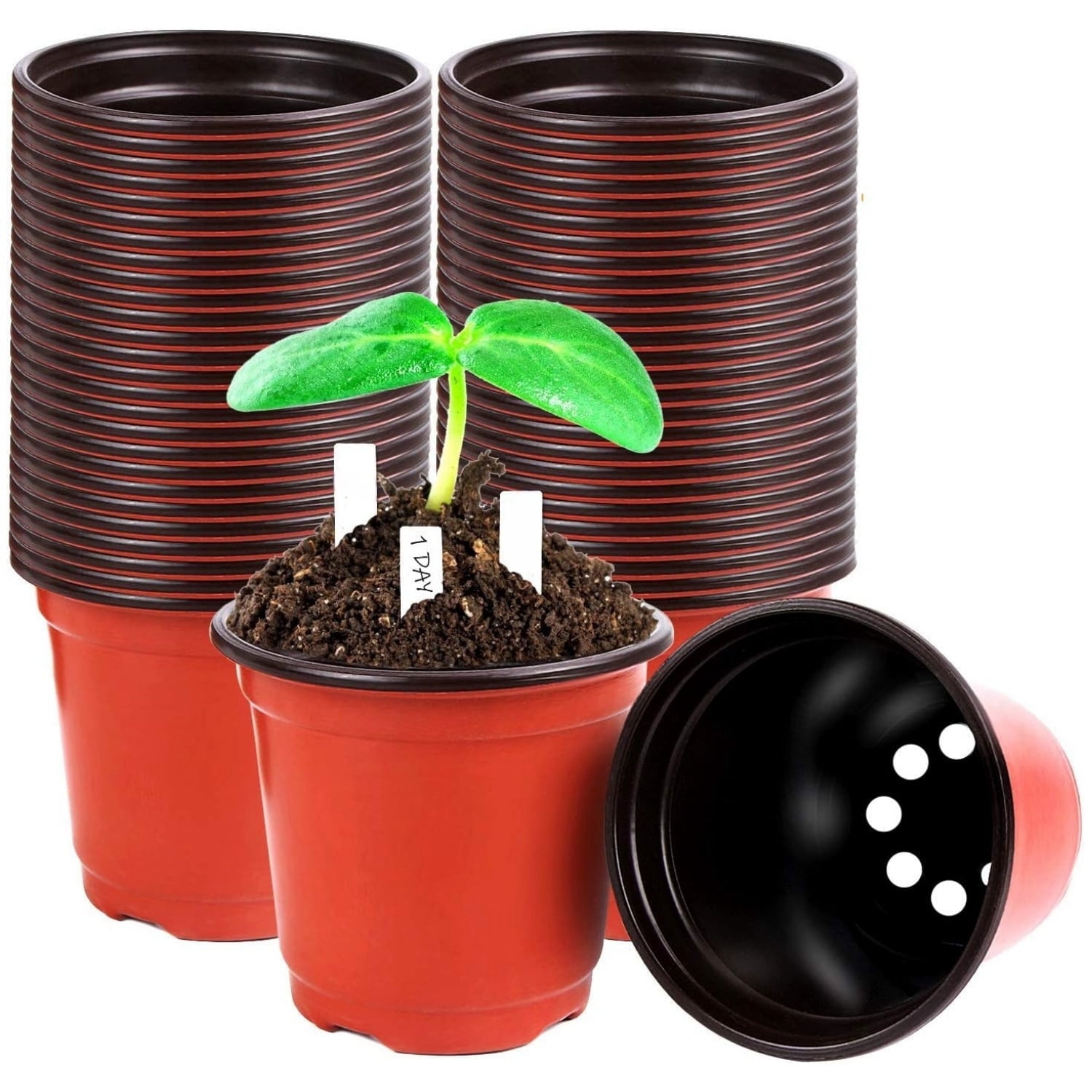 50 Pcs Seedlings Plants Nursery Pots,5 inch Plastic Seed Starting Pots ...