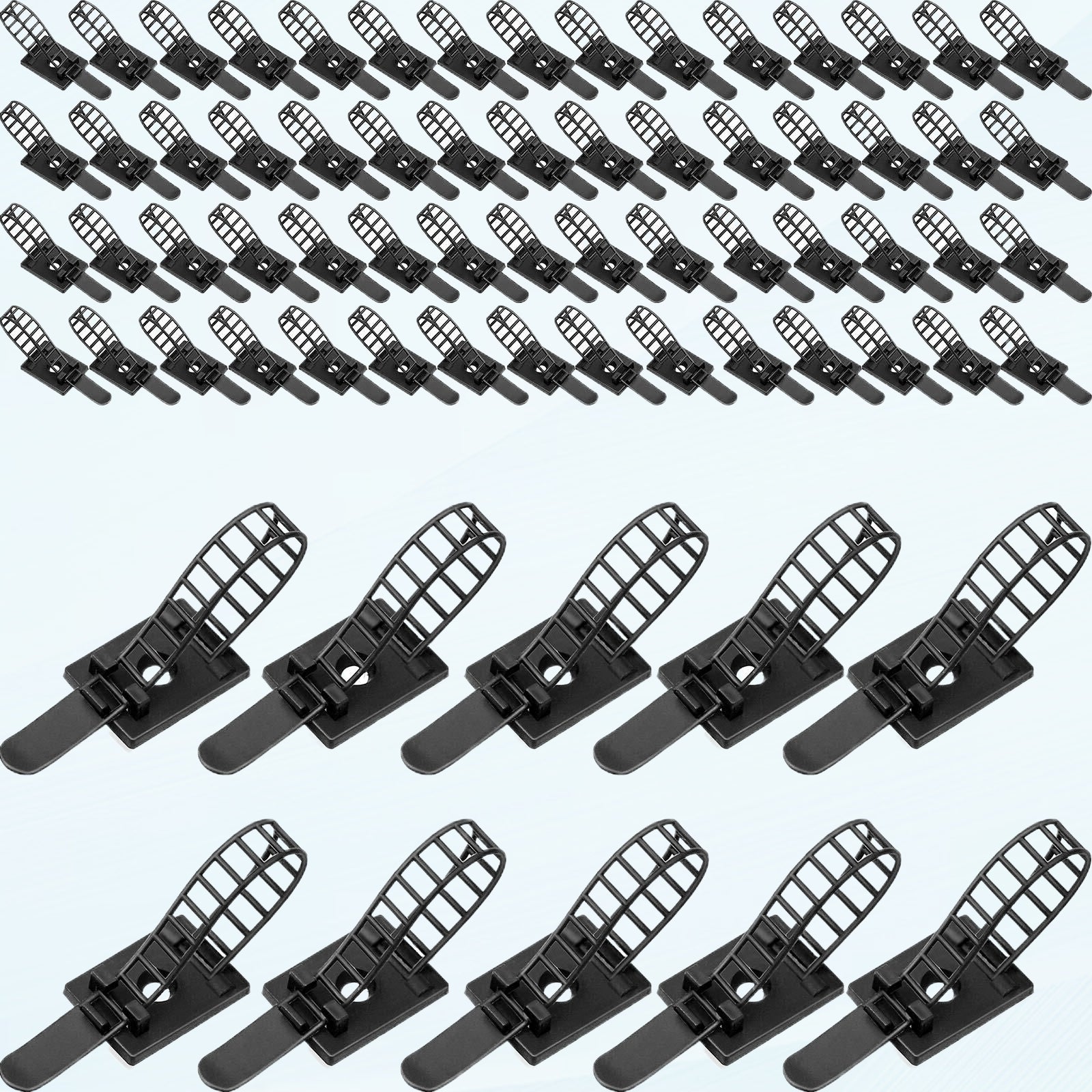 50 Pcs Self Adhesive Cable Ties Adjustable Desk Cable Management Tray ...