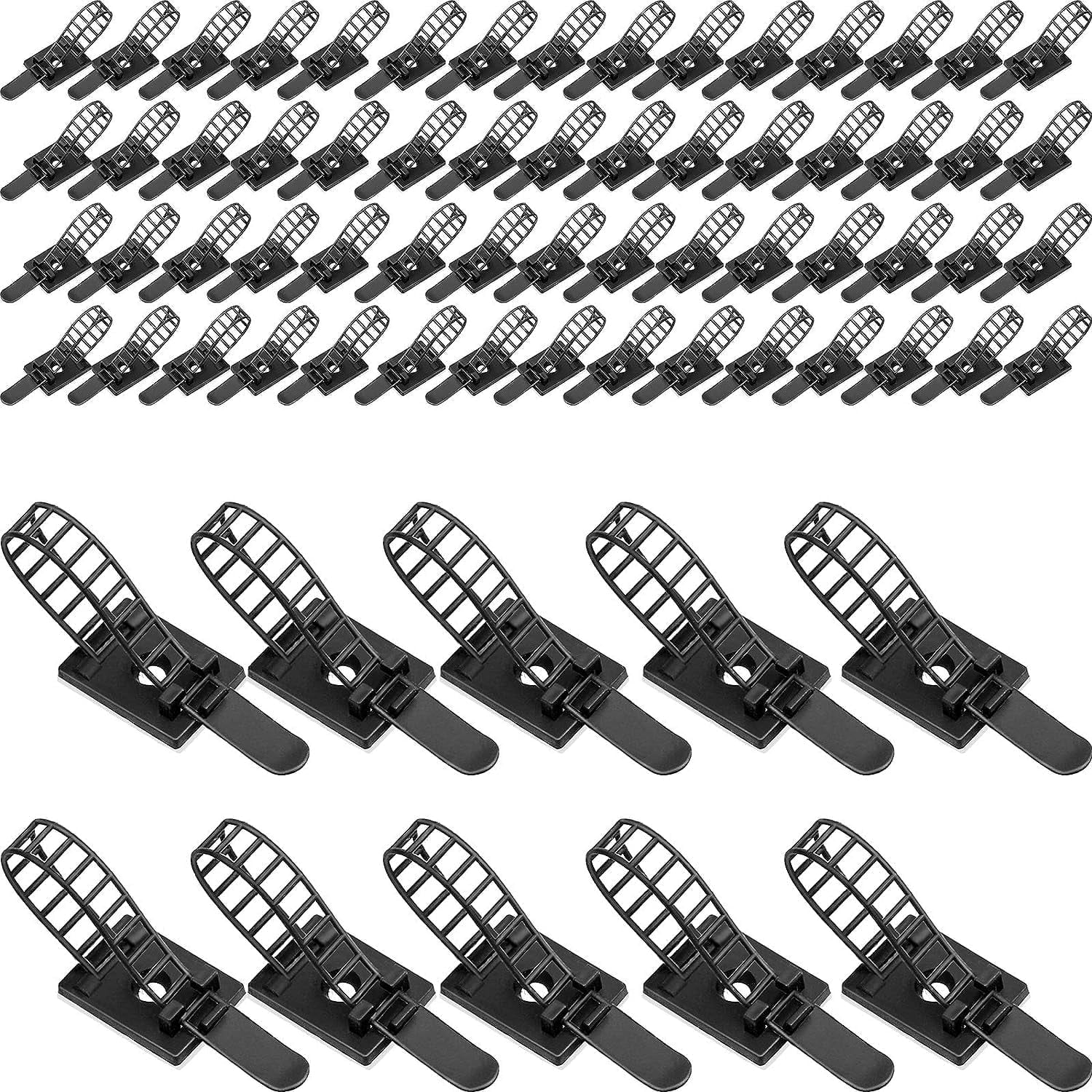 50 Pcs Self-Adhesive Cable Ties Adjustable Desk Cable Management Tray ...