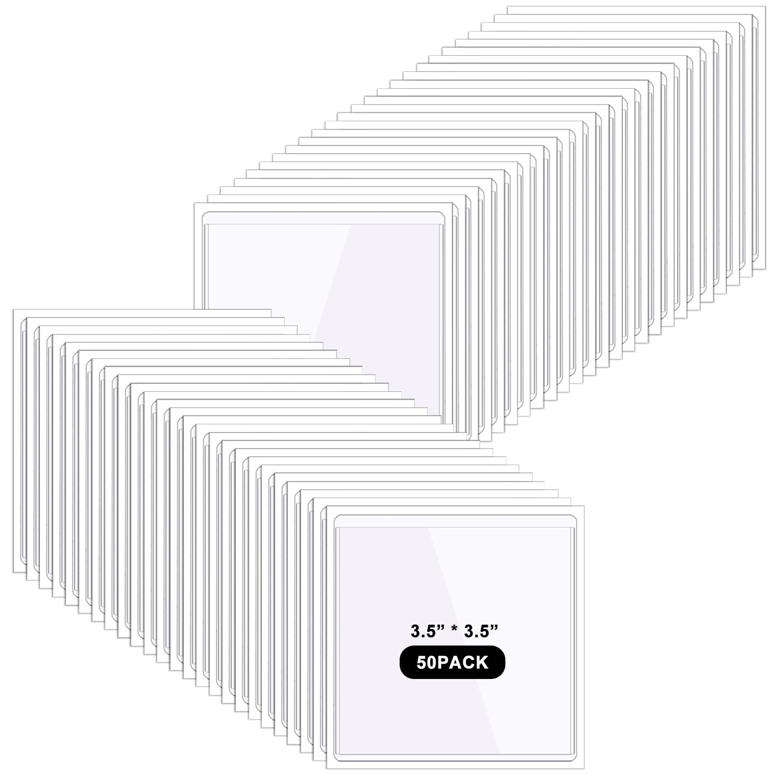 50 Pcs Self Adhesive Index Card Pockets 3.5 x 3.5 in Clear Plastic ...