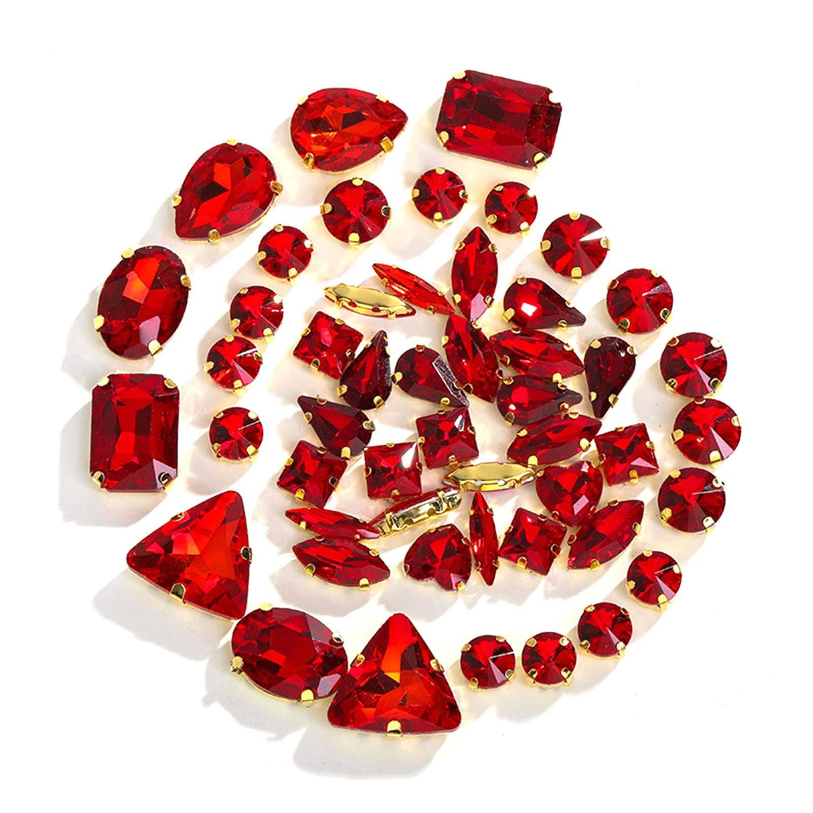 50 Pcs Sew on Rhinestones Mixed Shapes Glass Jewels-with Sewing Claw ...