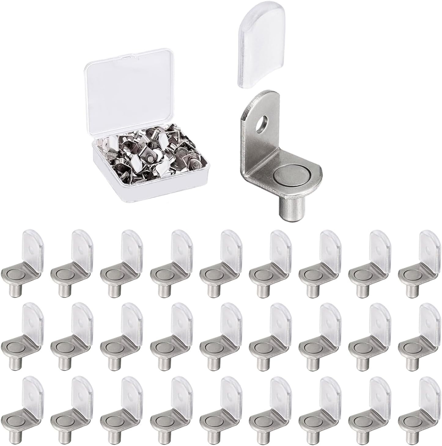 50 Pcs Shelf Support Pegs, 1/4 Inch (6.35mm) Metal Shelf Pins for Wood Shelves Adjustable Shelf ...