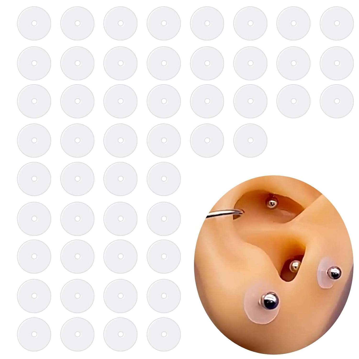 50 Pcs Silicone Earring Backs Stopper for Piercings, Plastic Discs for ...