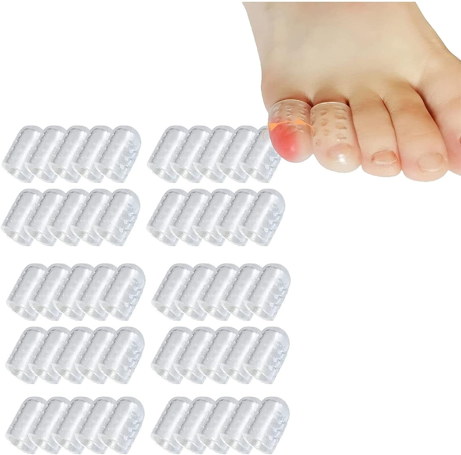 Guuyoo Silicone Toe Protectors 50 Pcs Breathable Gel Toe Caps Cushions ...