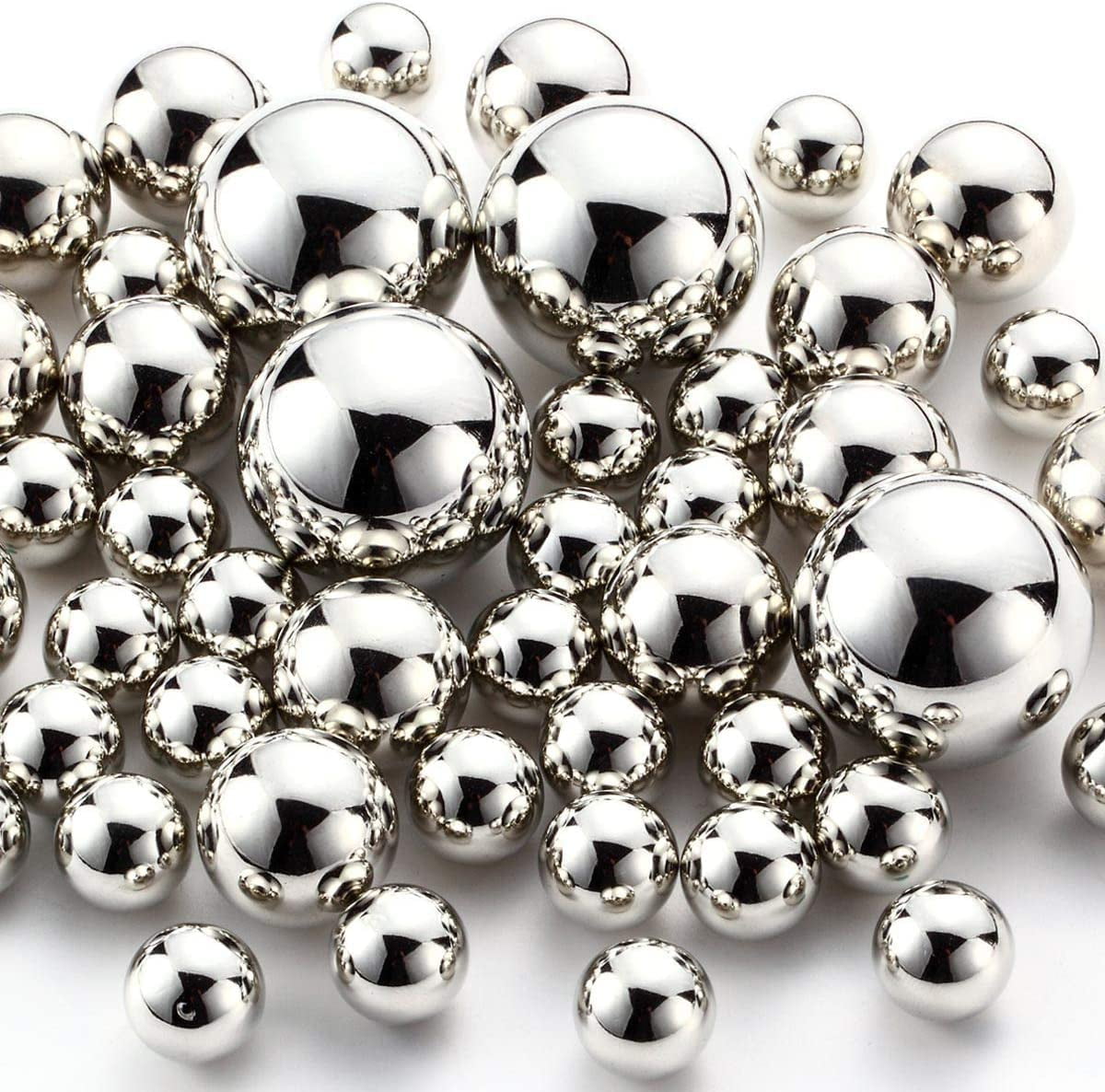 50 Pcs Silver Faux Pearls No Hole Plastic Beads Centerpieces Vase ...