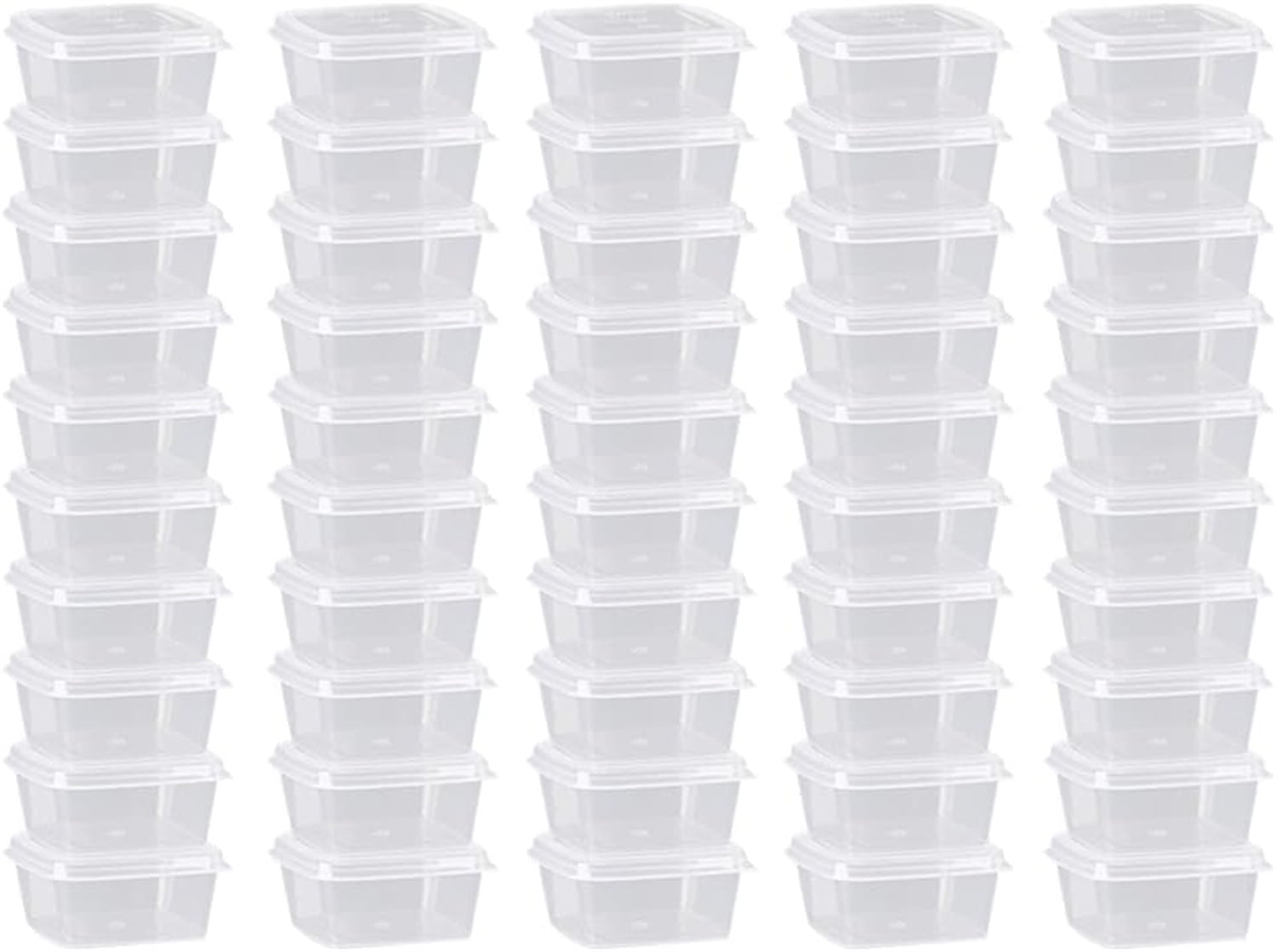 50 Pcs Small Hinged Sauce Pots,Bexikou 1oz Small Plastic Pots with Lids ...