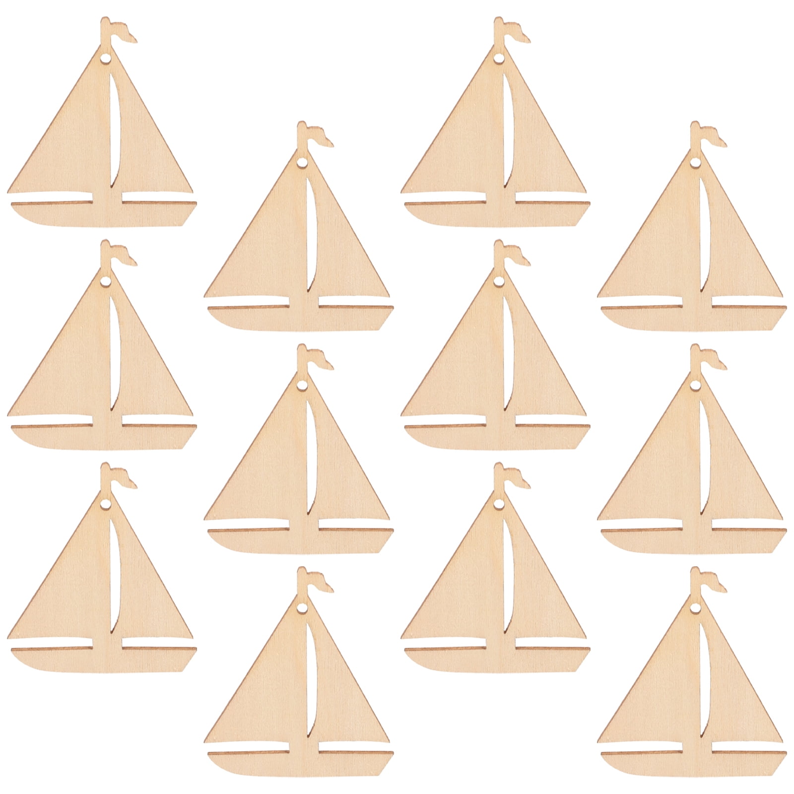 DECORNIJIA Graffiti Wood Cutouts Wooden Sailboat Cutouts Beige DIY Home Decorations 50Pcs ...