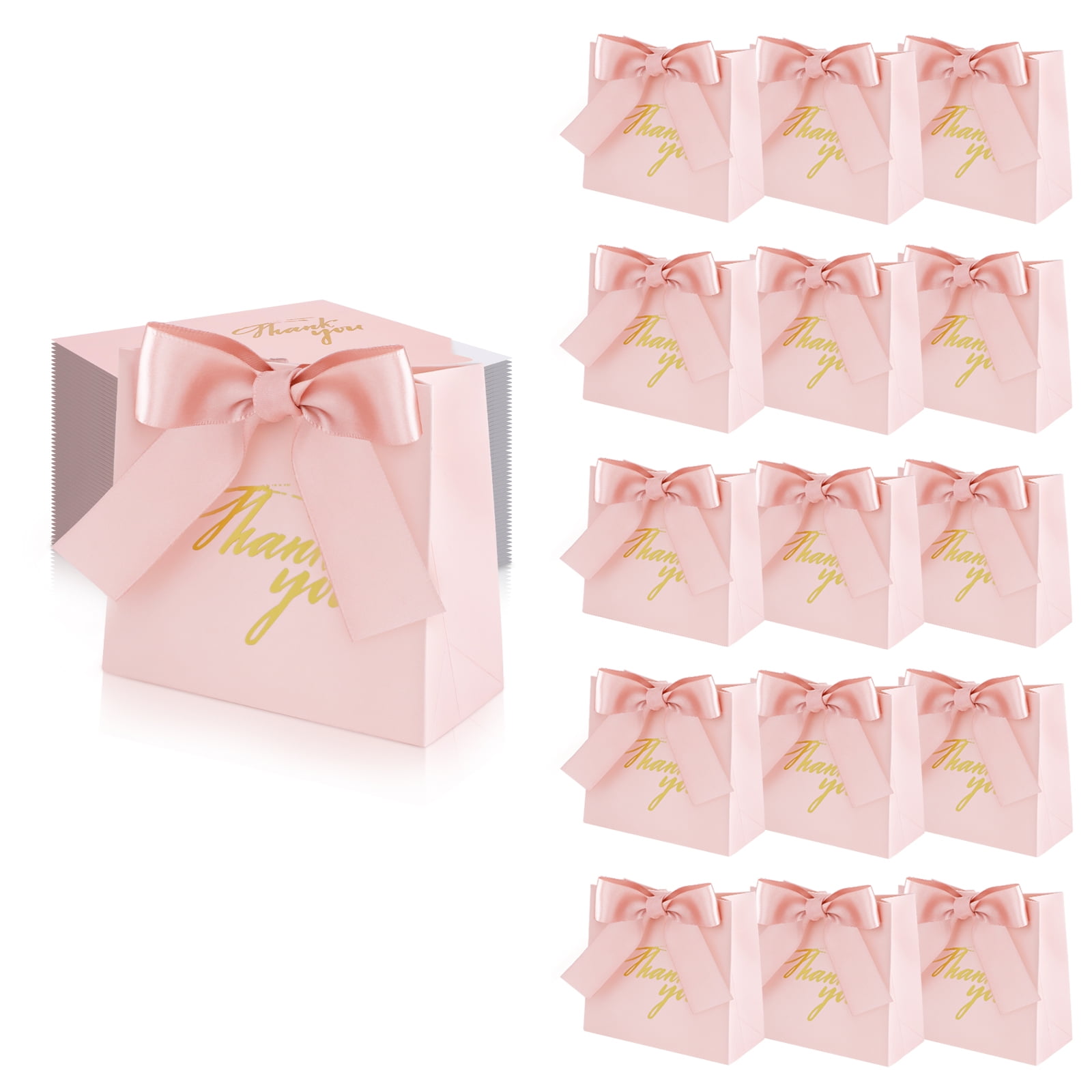 50 Pcs Small Thank You Gift Bags, Mini Party Favor Bag Treat Box with ...