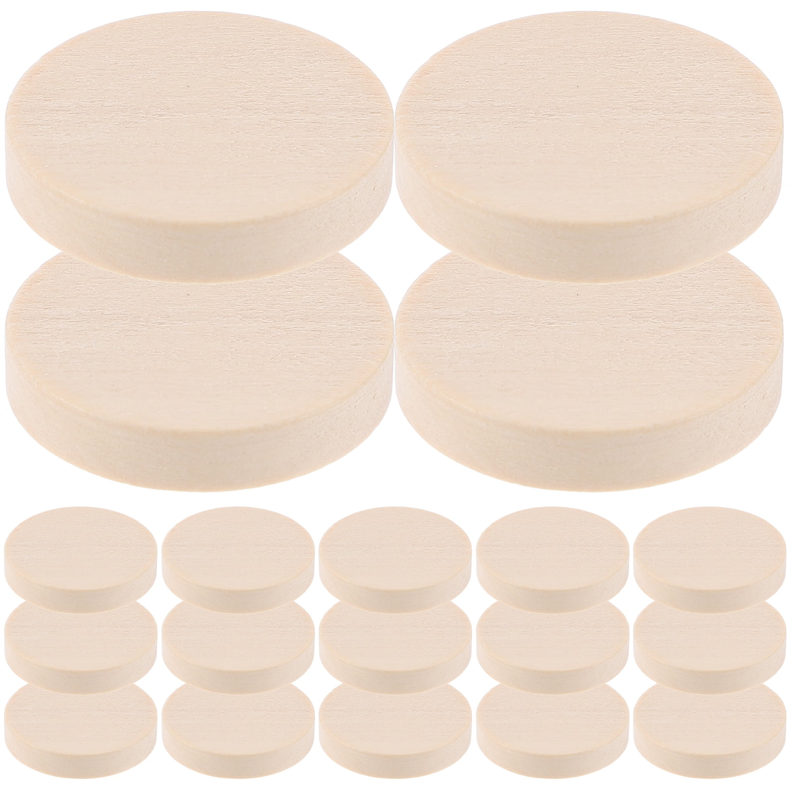 50 Pcs Solid Wood Round Chips DIY Wooden 25x5mm Thick Pieces/pack ...