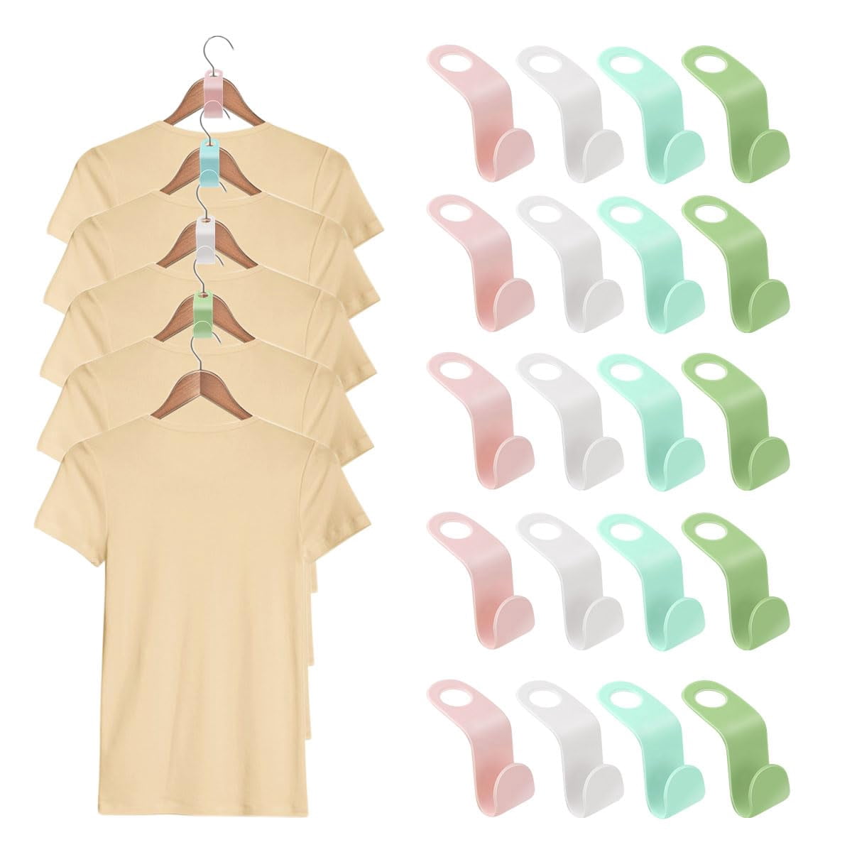 50 Pcs Space Saving Clothes Hanger Connectors - Plastic Extender Hooks ...