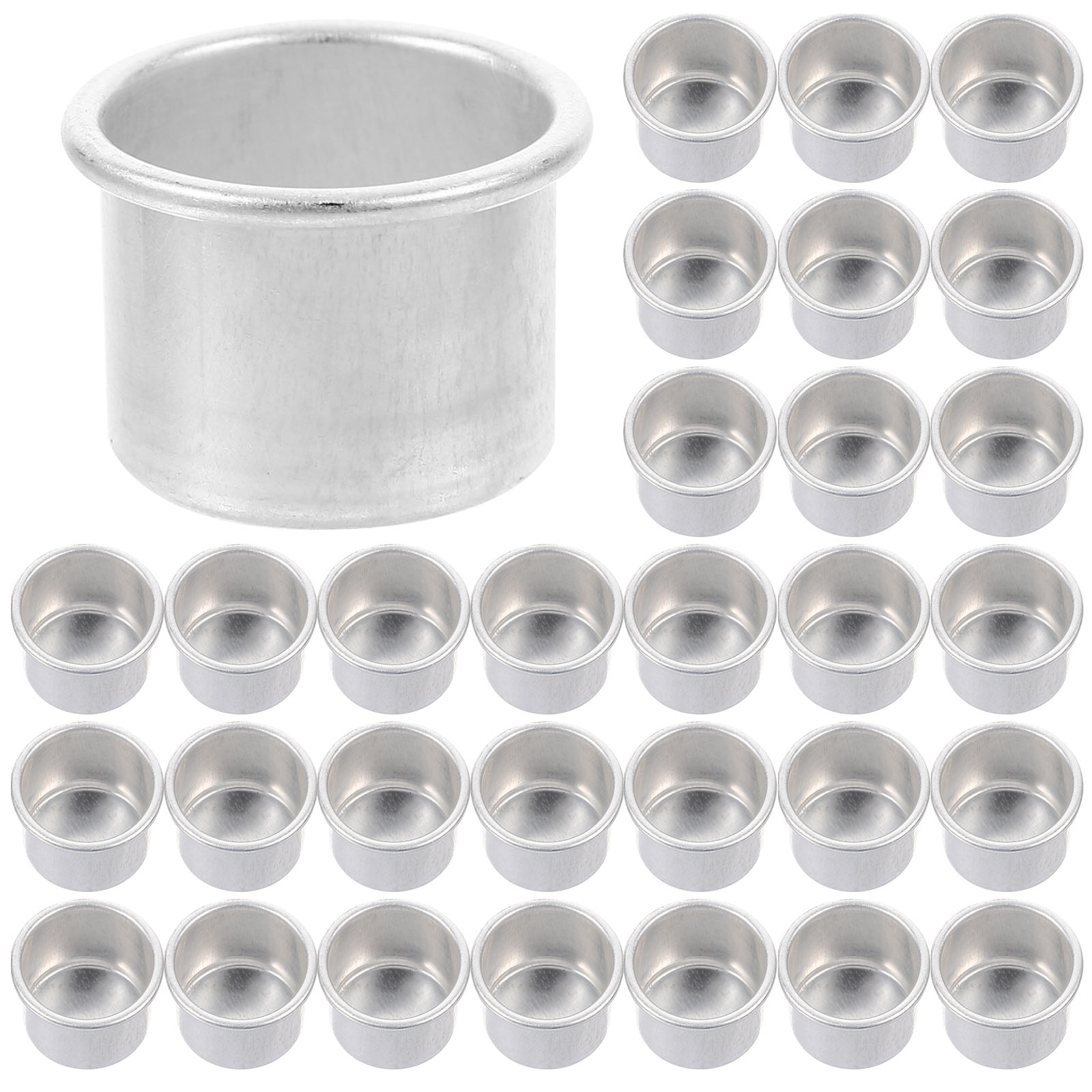 50 Pcs Spell Candle Holder Candlestick Aluminum Cup Tea Light Inserts ...
