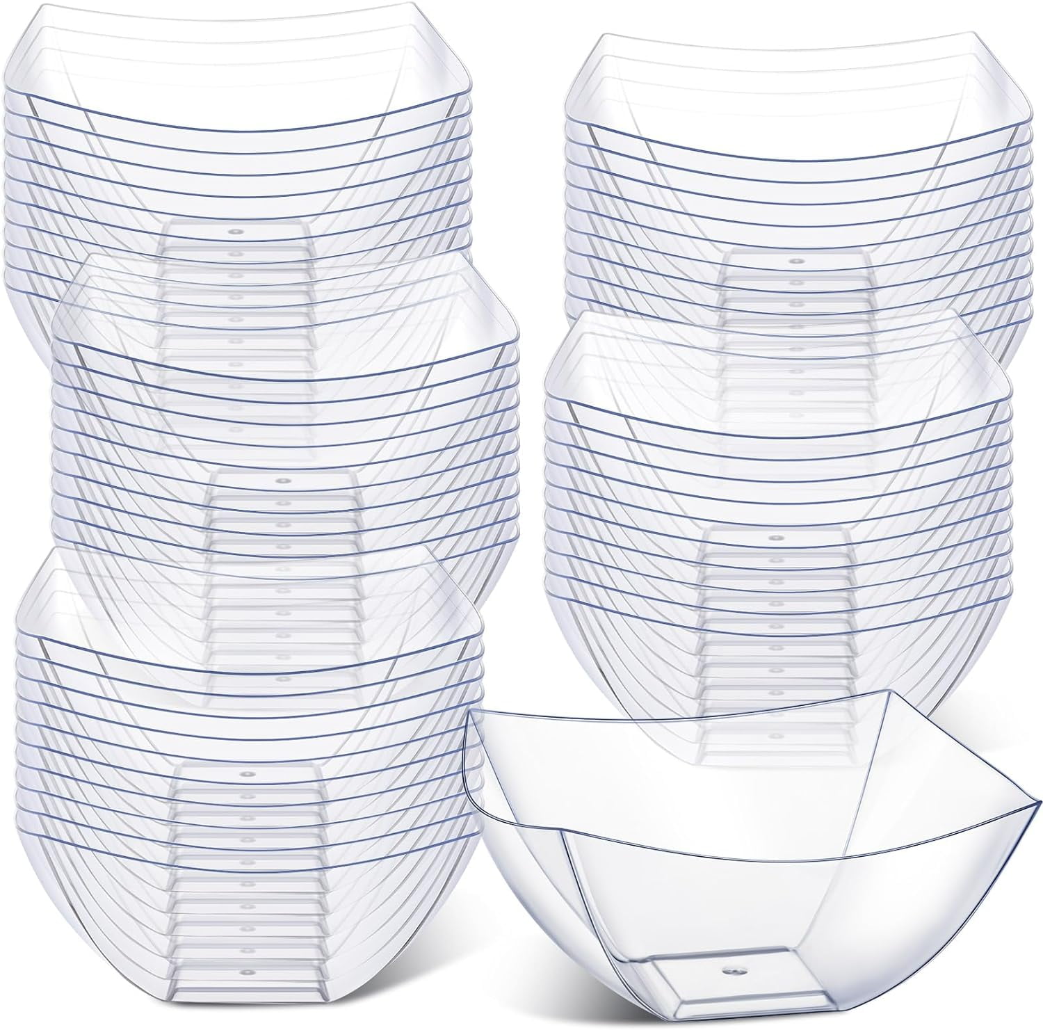 50 Pcs Square Plastic Serving Bowls Disposable Snack Salad Bowl Small ...