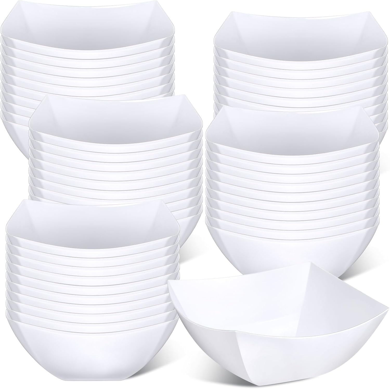 50 Pcs Square Plastic Serving Bowls Disposable Snack Salad Bowl Small ...