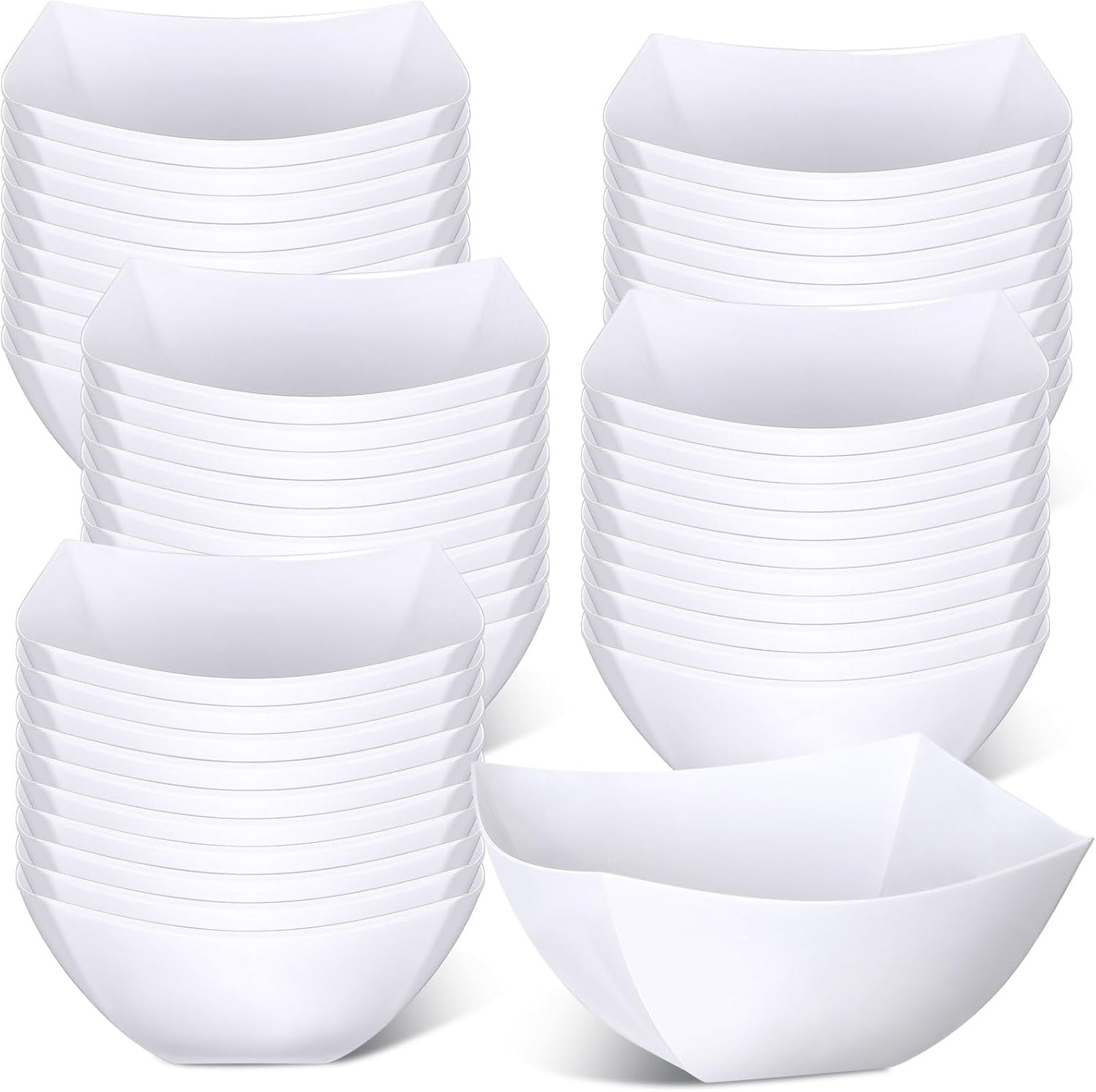 50 Pcs Square Plastic Serving Bowls Disposable Snack Salad Bowl Small ...