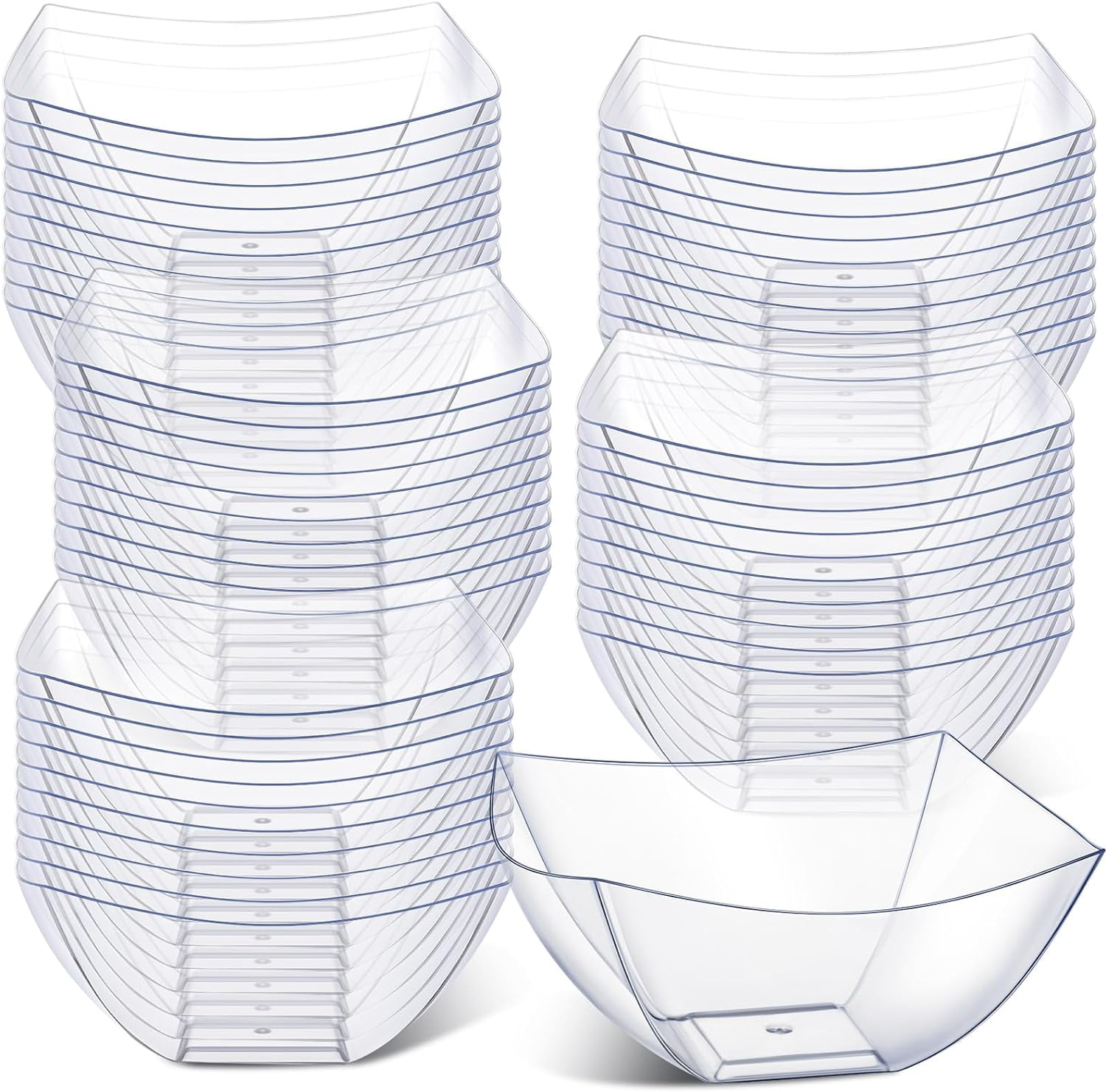 50 Pcs Square Plastic Serving Bowls Disposable Snack Salad Bowl Small ...