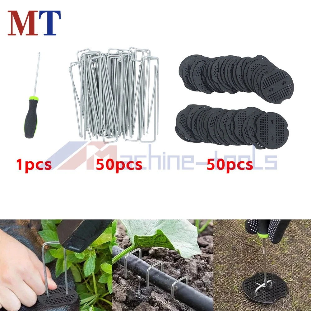 50 Pcs Stainless Garden Stakes Landscape Staples With Gasket Washer ...